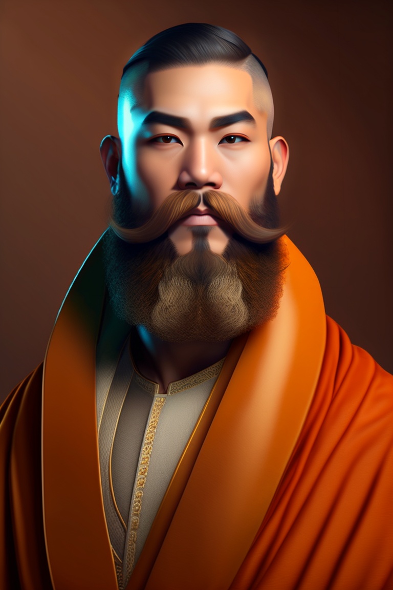 Lexica - Front face monk , beard moustache