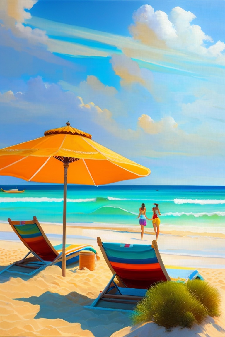 Lexica - A bright and sunny beach scene on a perfect summer day. The ...