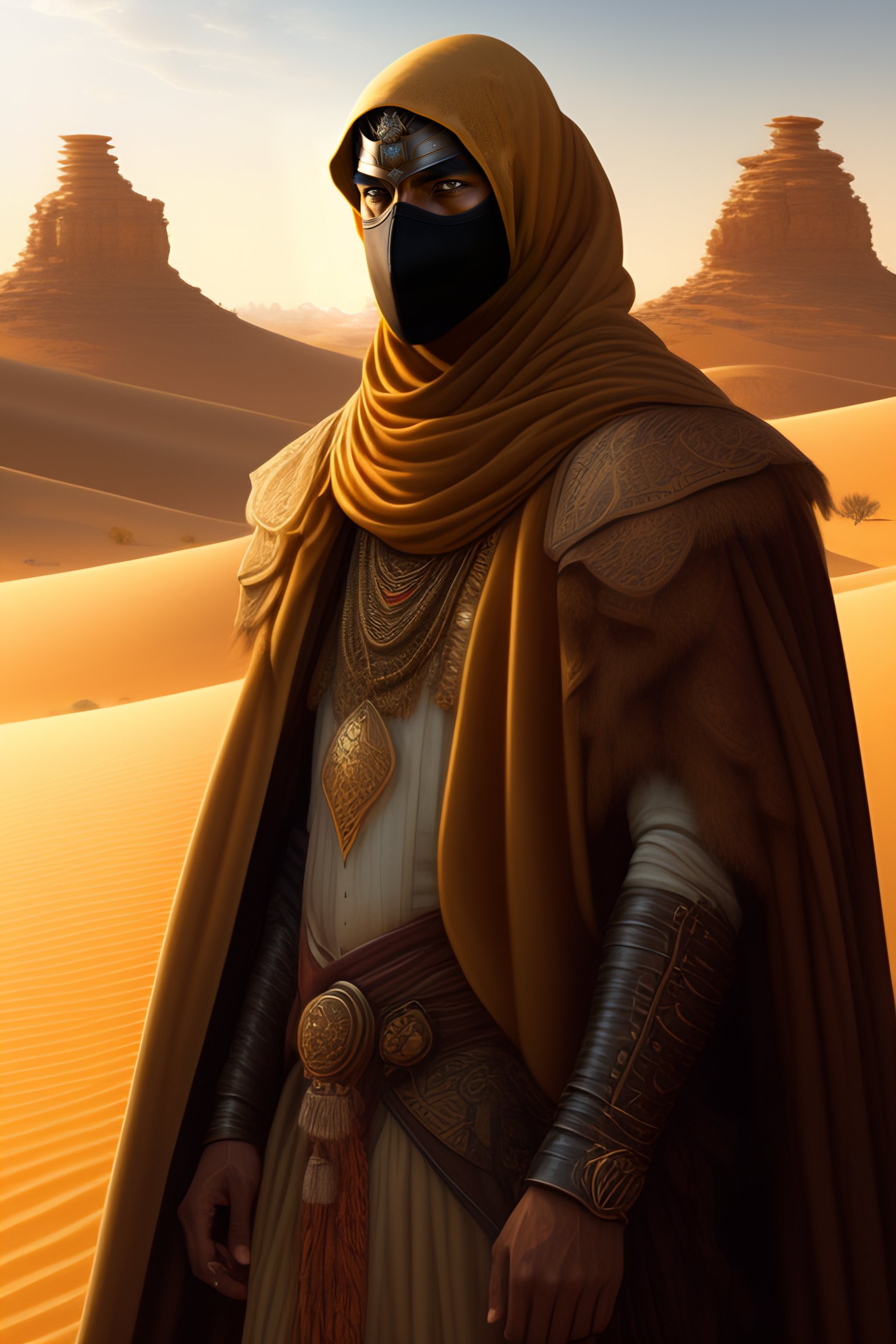 Lexica - Drawing of a Masked Man in Dusty Clothes with a Sharp Gaze in ...