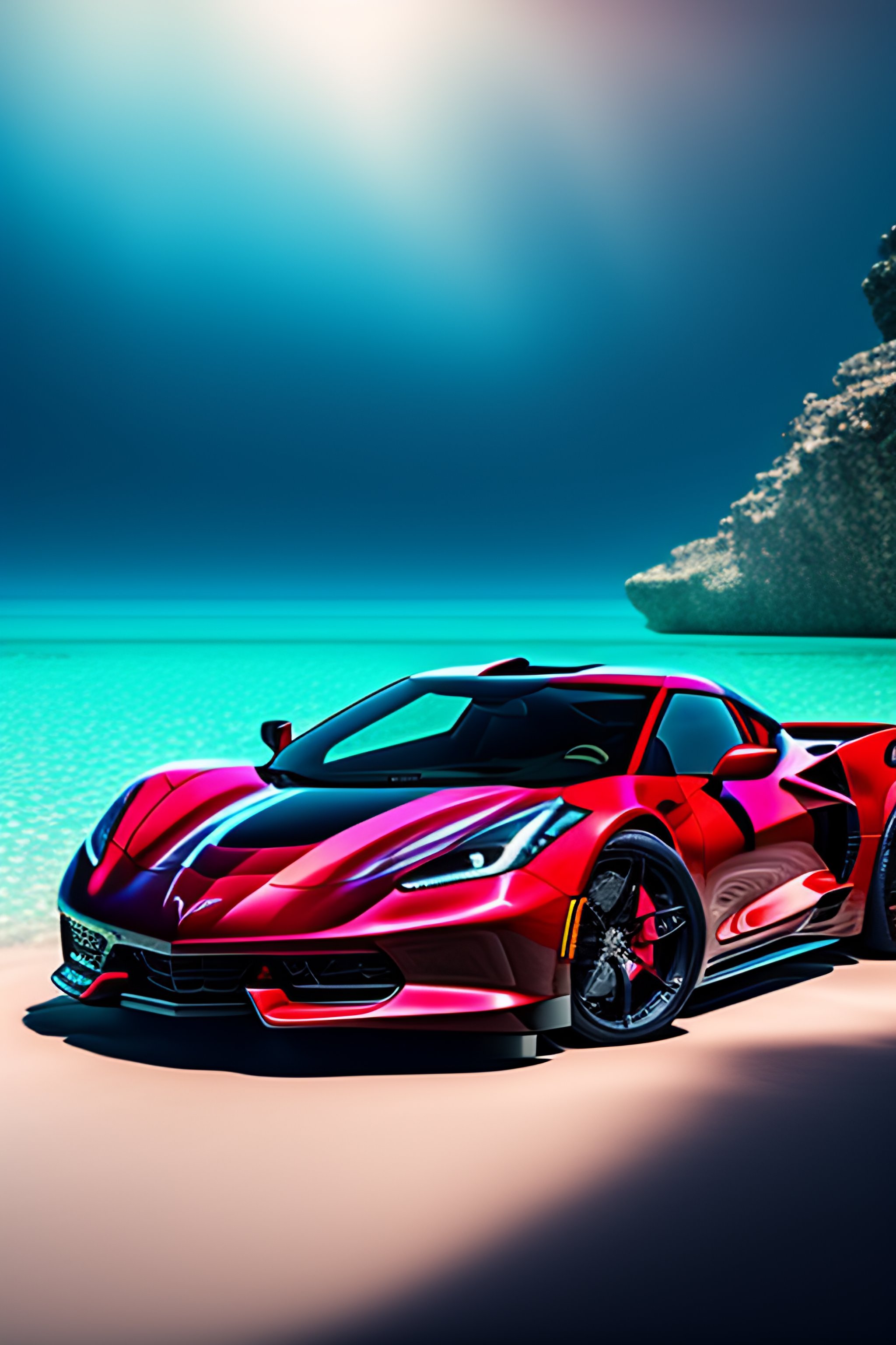 Lexica - Burgundy C3 Corvette, underwater, sitting on ocean floor ...