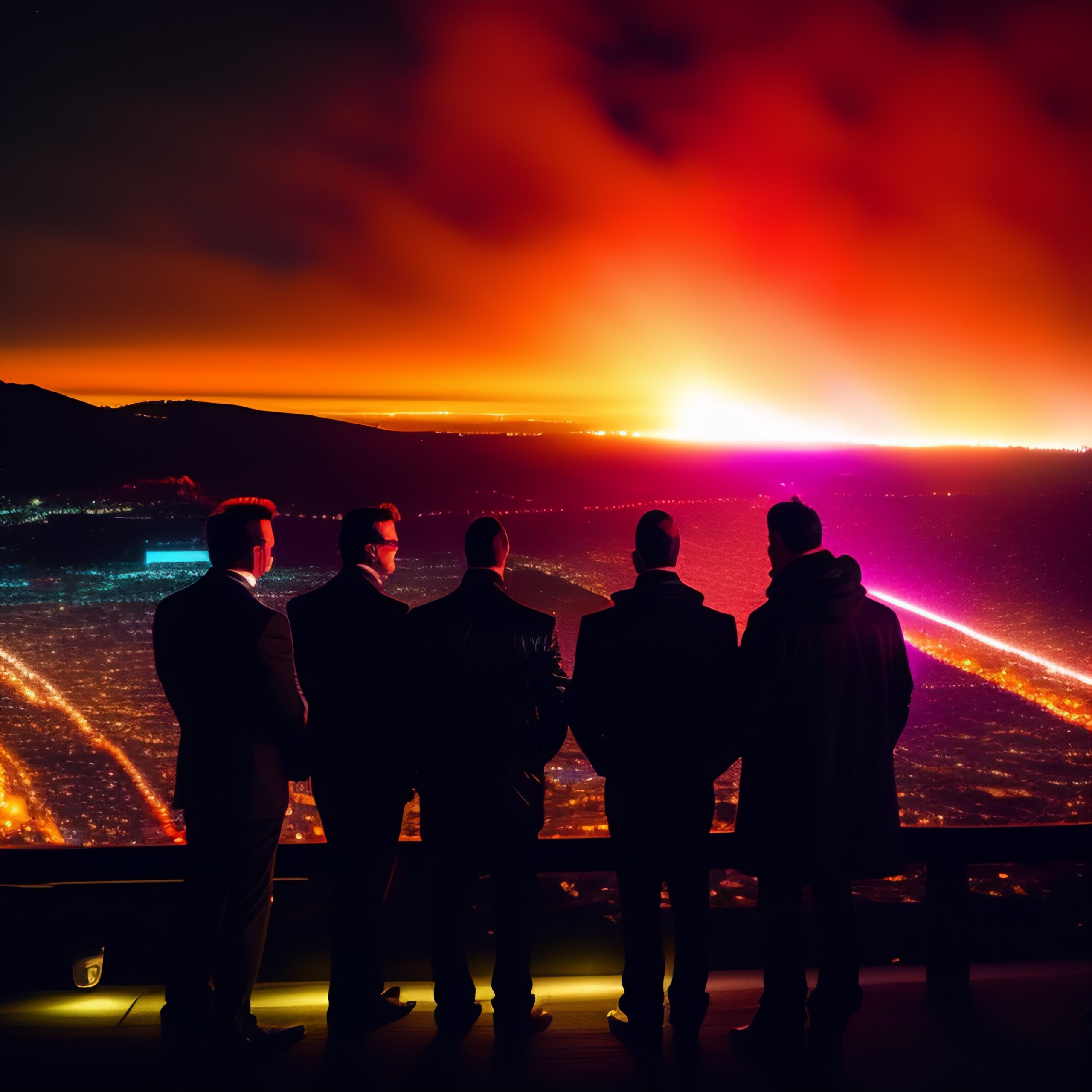 Lexica - Bono and the band R.E.M. standing on red rock hill in San ...