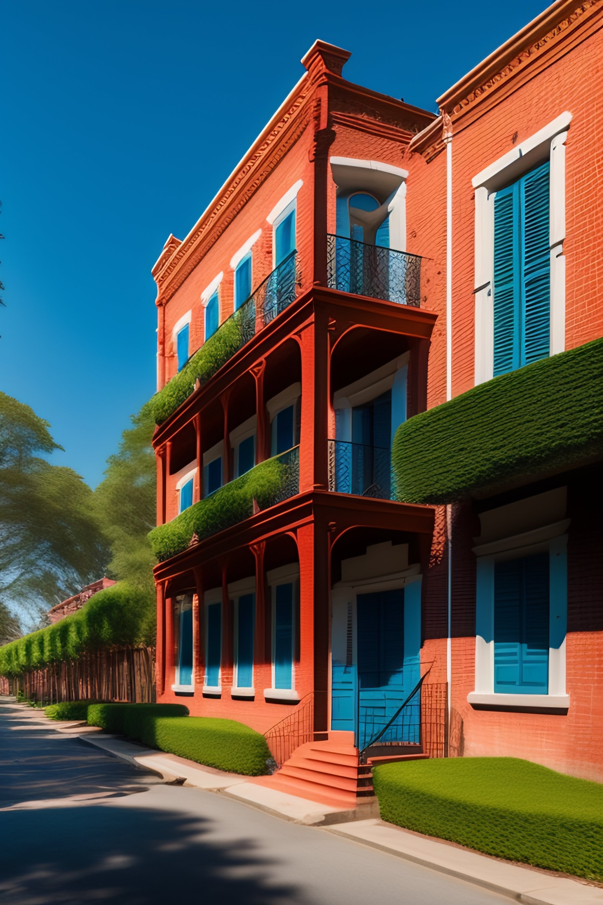 Lexica - 3 story building in colonial style in pedestrian street blue ...