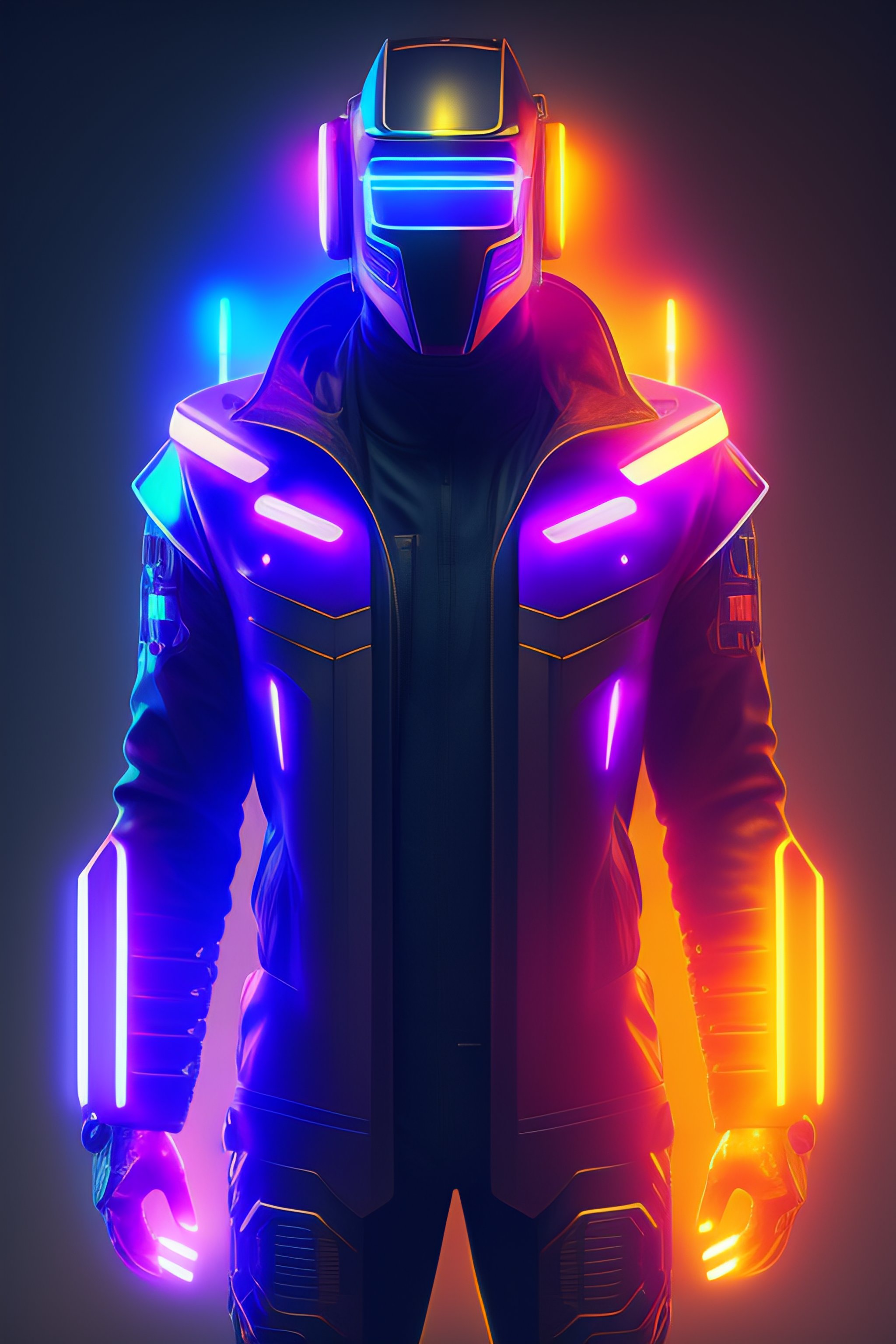 Lexica - Futuristic cyberpunk masked man. robot eye, robot arm, full ...