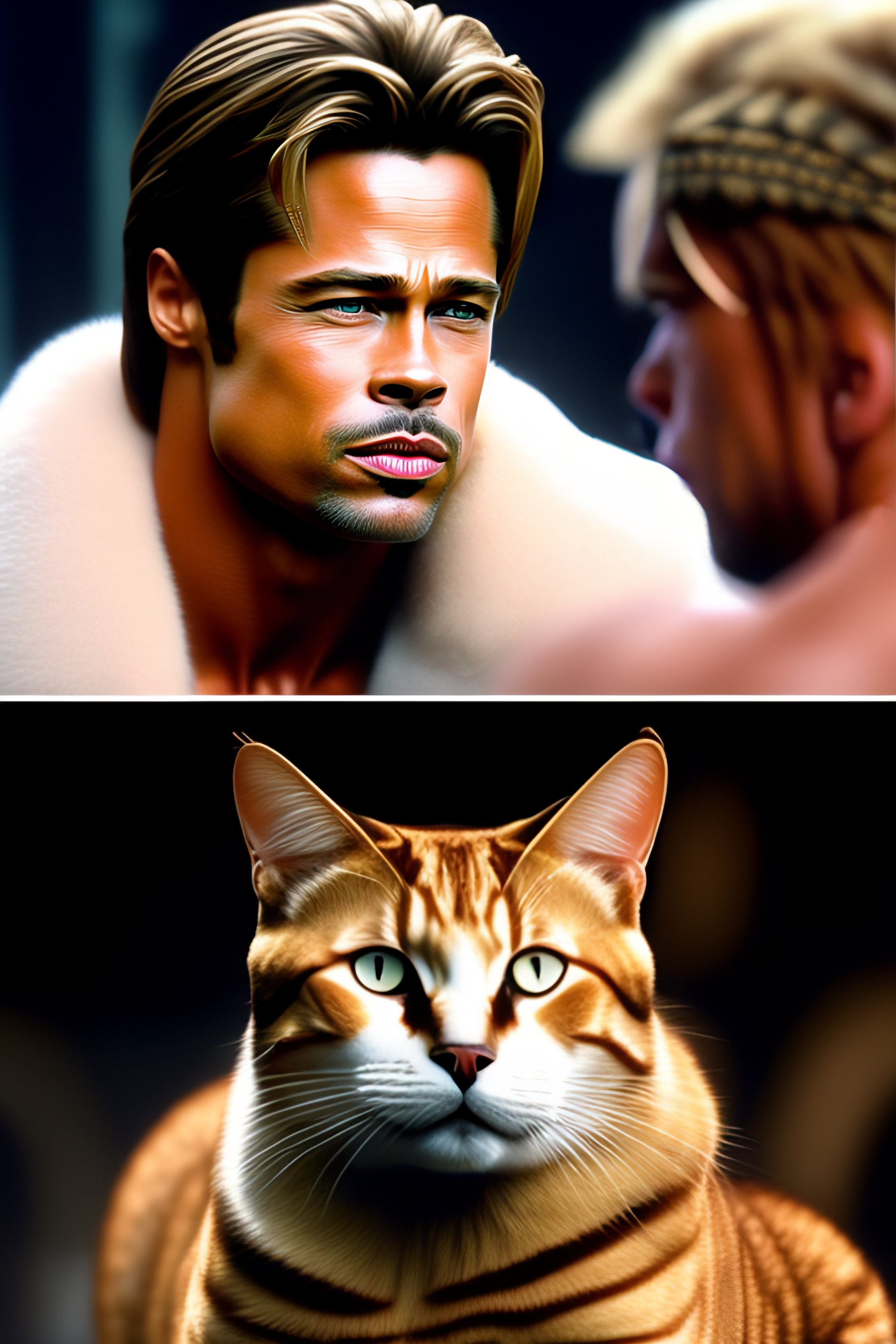 Lexica - Strong cat man like brad pitt