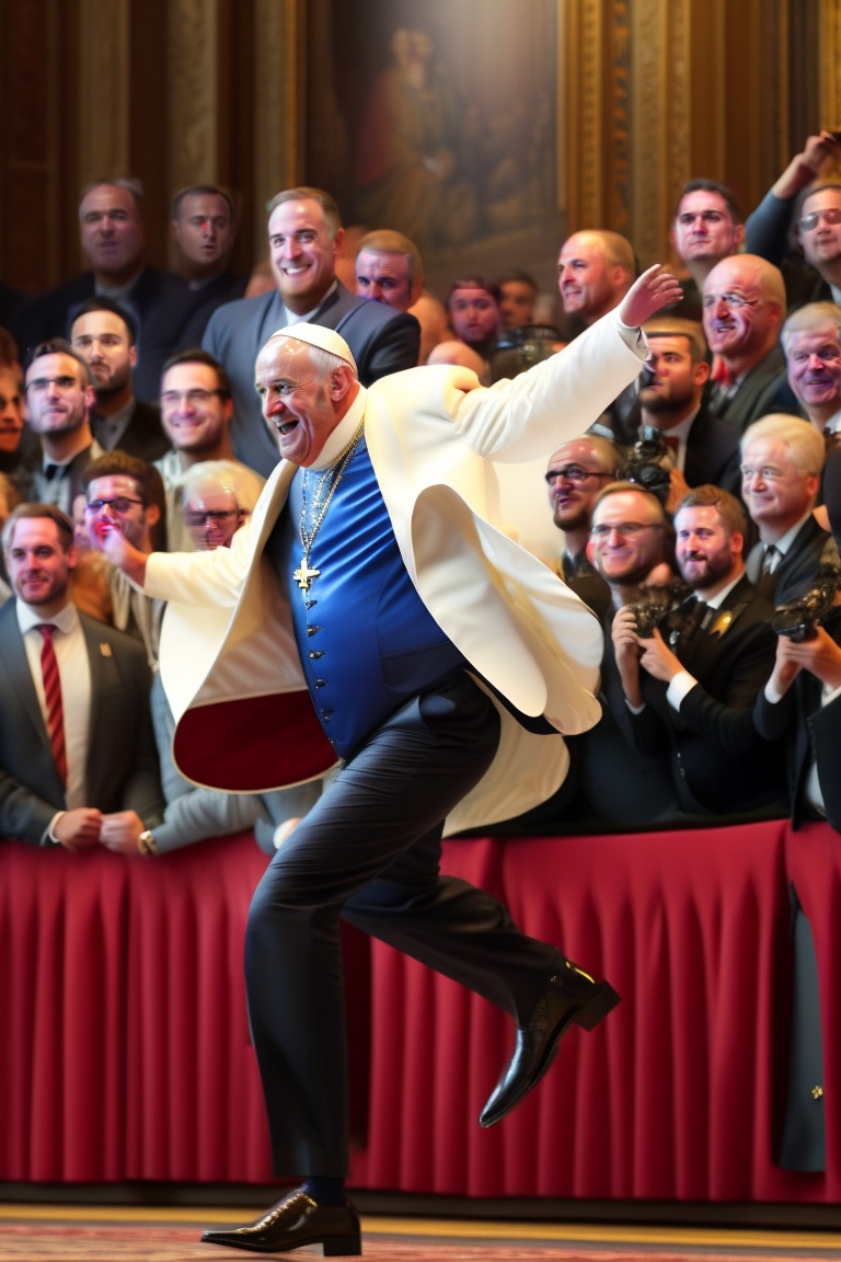 Lexica - Pope Francis doing Break dance in a music hall