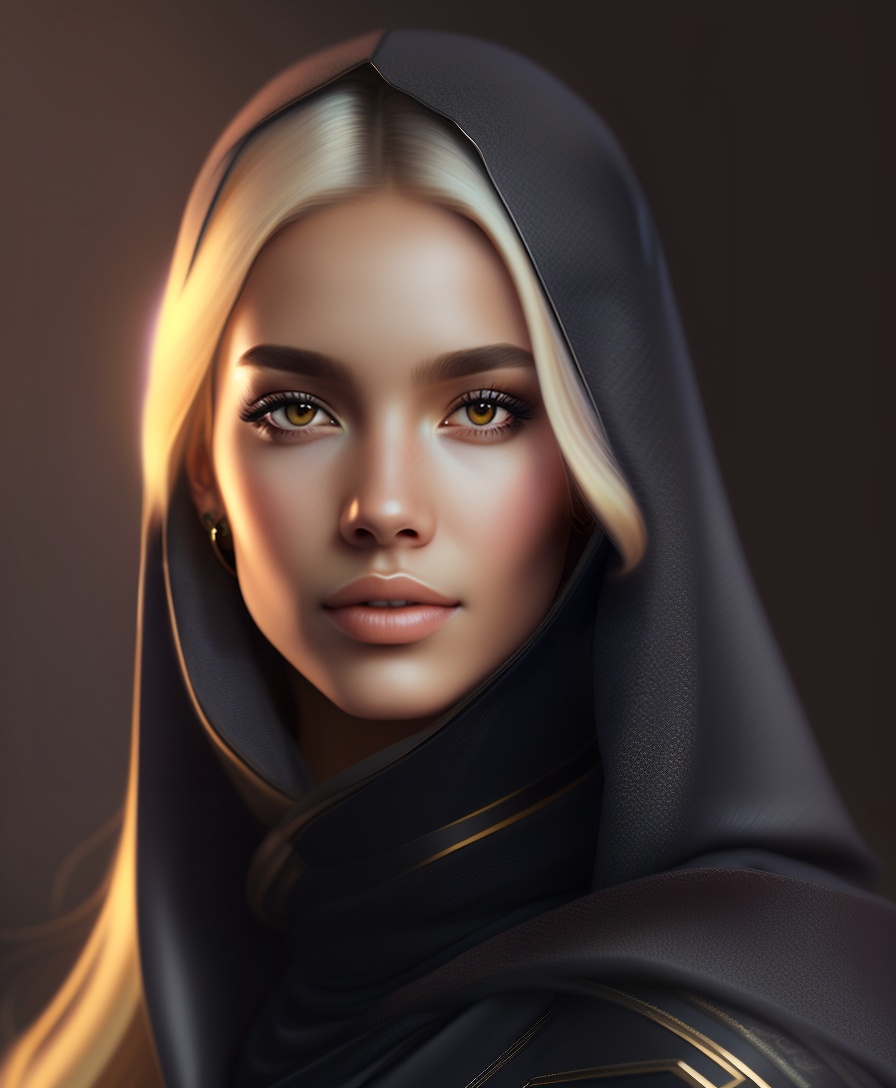 Lexica - Portrait of an exotic beautiful blonde girl wearing a black ...