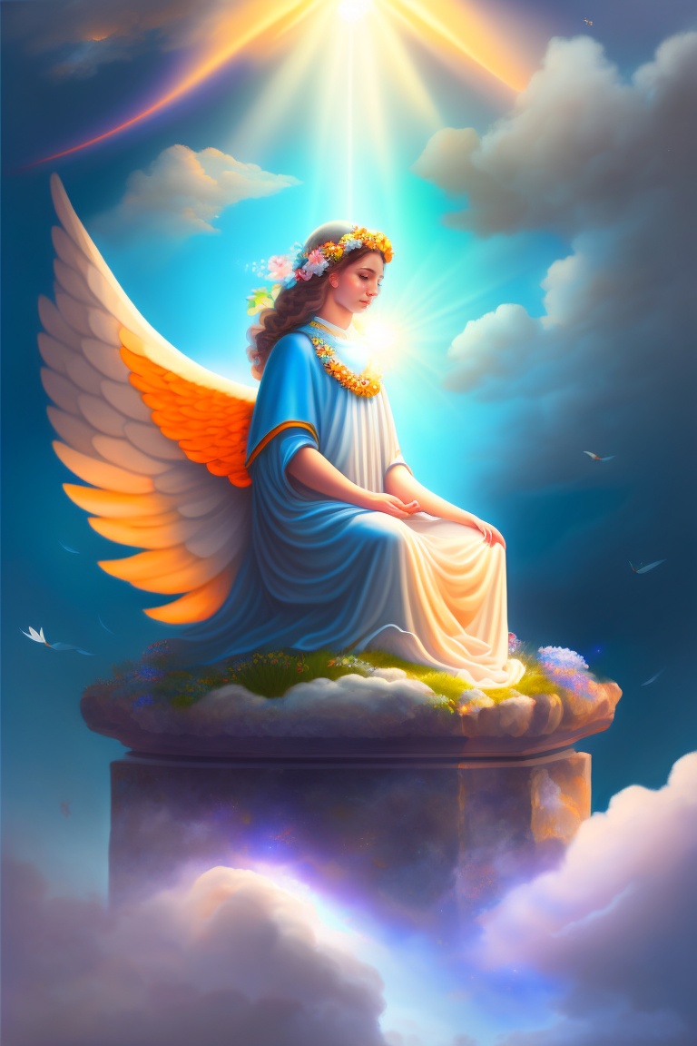 Lexica - Angel from the front, with angelic mantle, on top of the ...