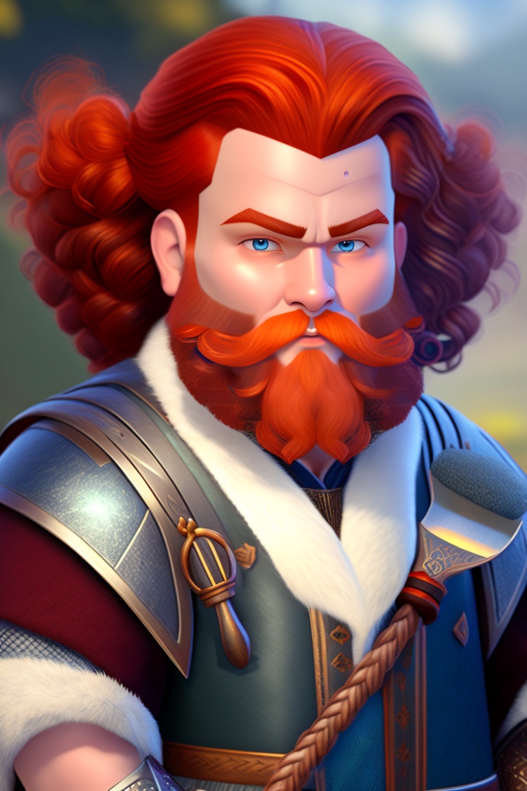 Lexica - Little dwarf with red hair sticking out, fluffy eyebrows and a ...