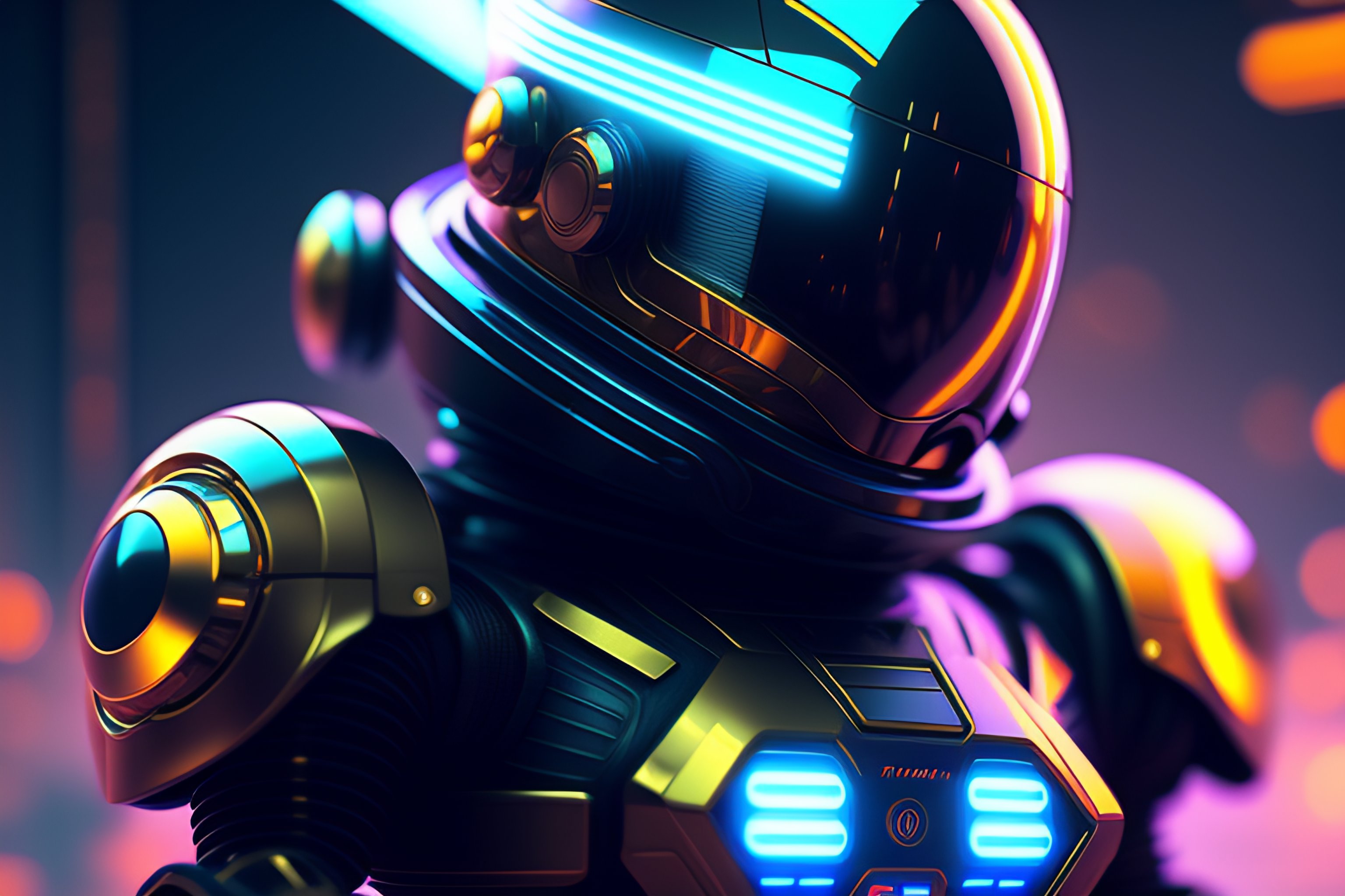 Lexica - Techno magic robot, with a small stylish signature, surrounded ...