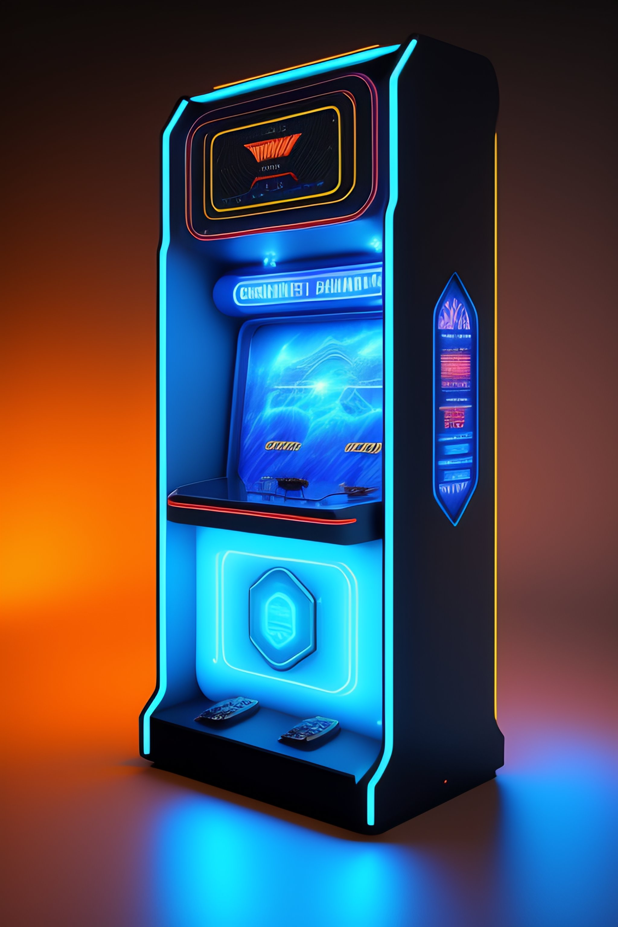 Lexica - Black Futuristic arcade cabinet, with blue electricity in a ...