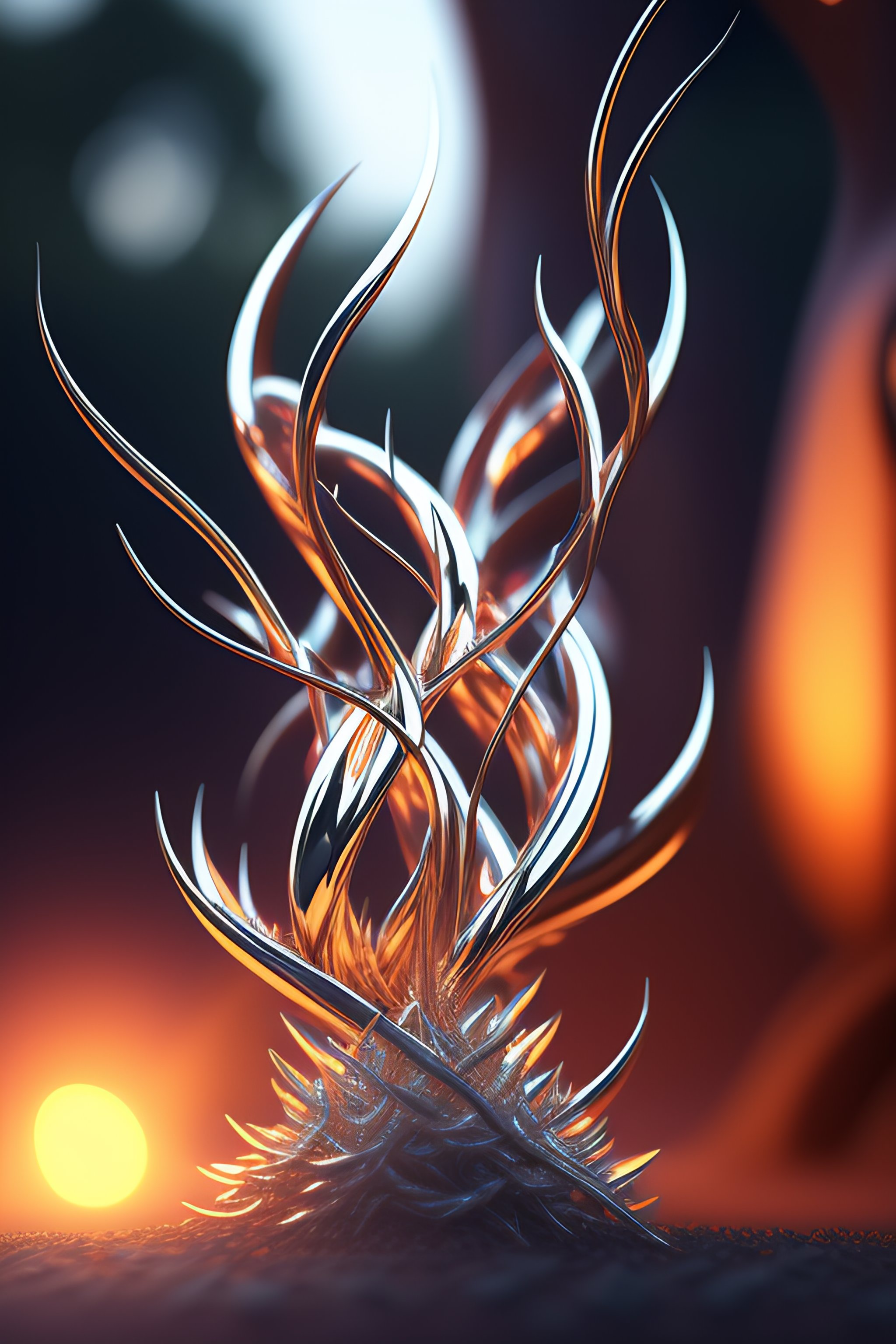 Lexica - 3 d photographic render of a chrome neotribal thorns and ...