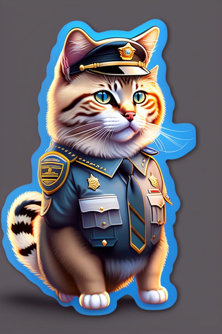 Lexica - Cat, police officer,sticker