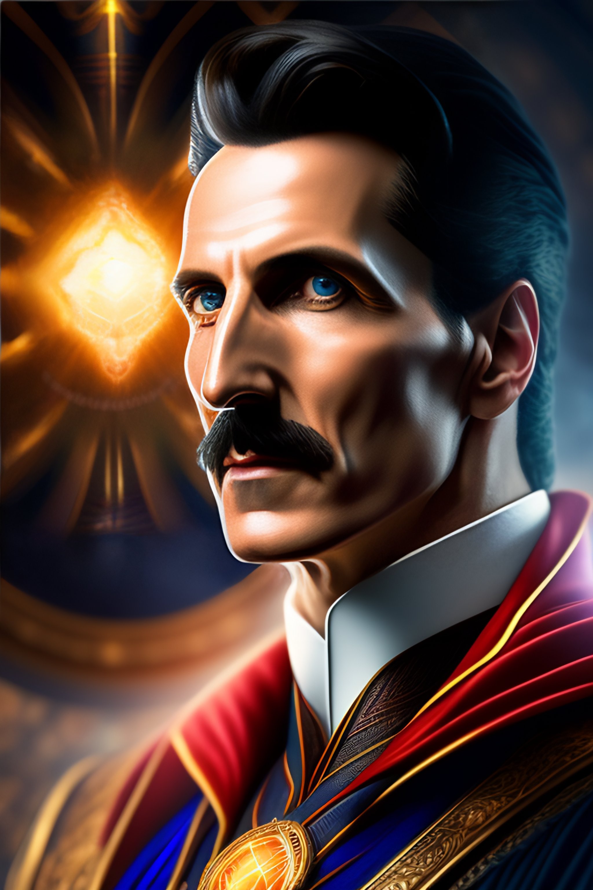 Lexica - Photorealistic portrait of Nikola Tesla as Doctor Strange in ...