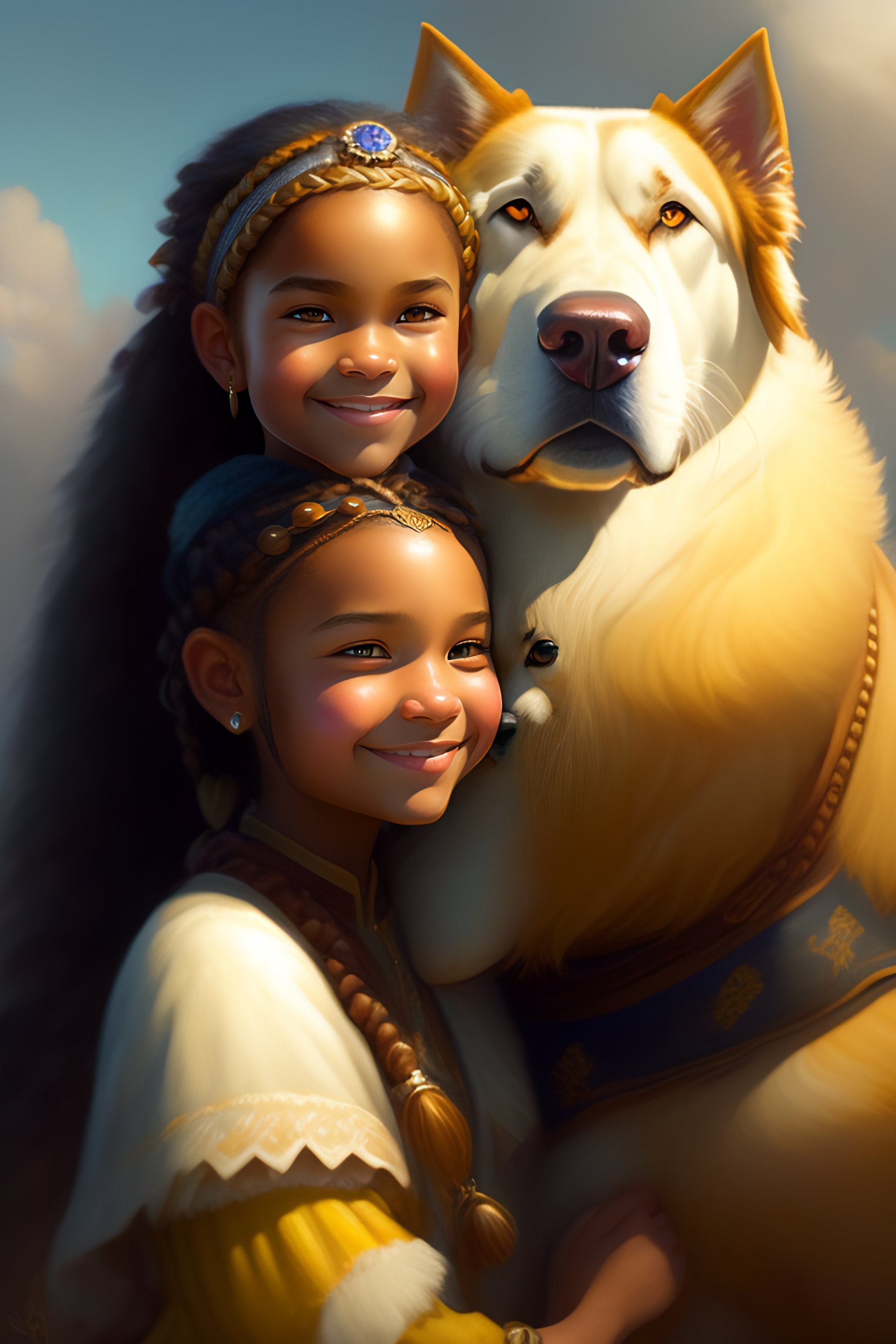 Lexica - A detailed portrait of a cute yellow skinned girl with two ...