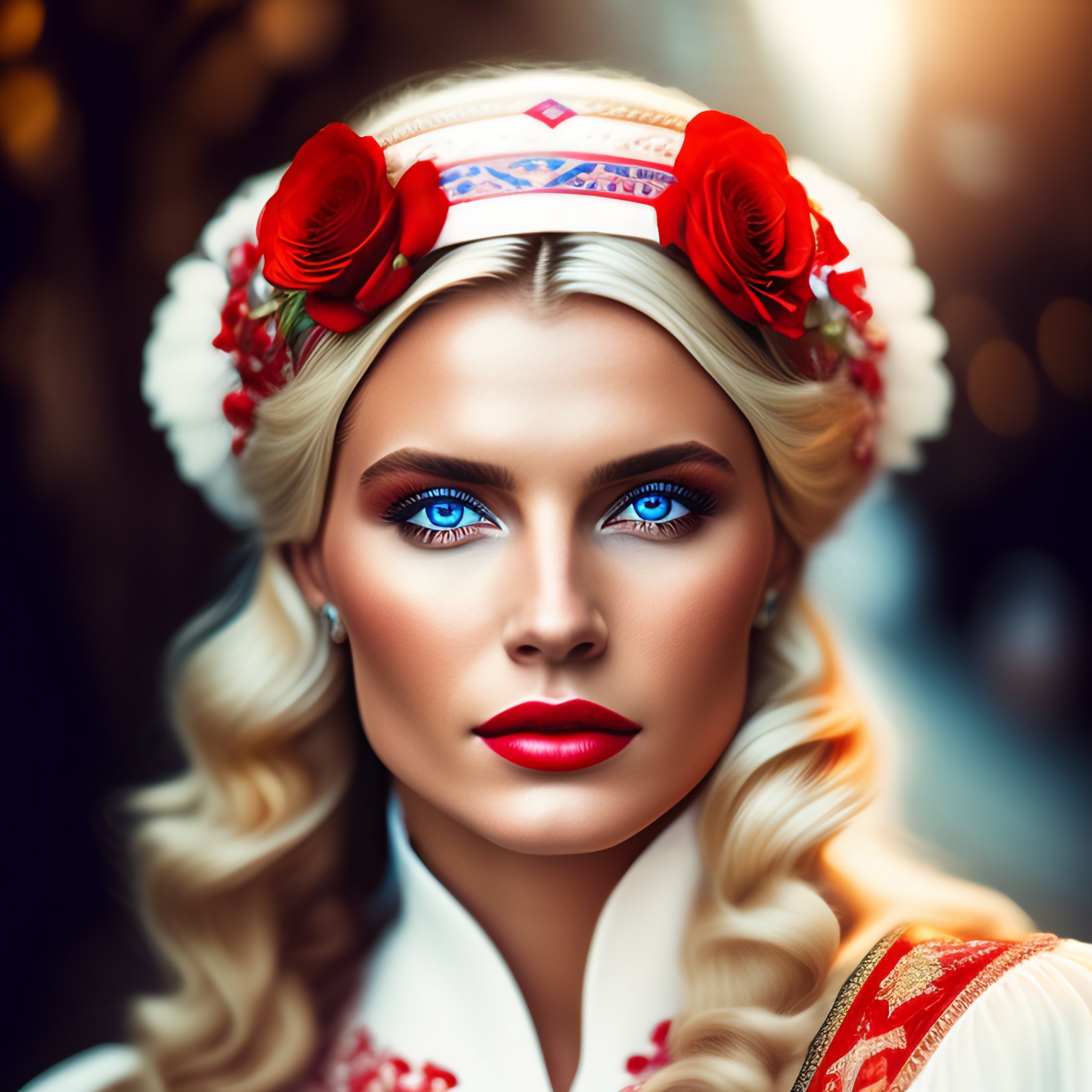Lexica - Blonde, blue eyed female balkan woman in a white transparent ...