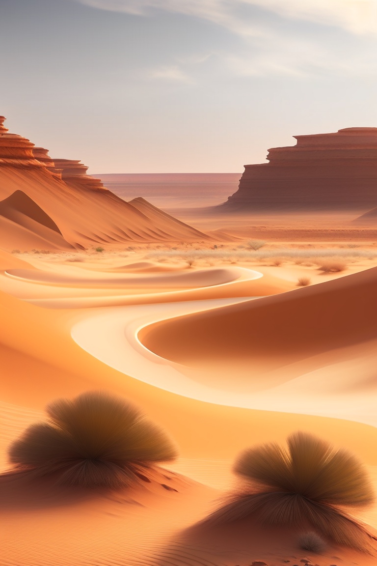 Lexica - Realistic alien desert landscape with winding wind eroded ...