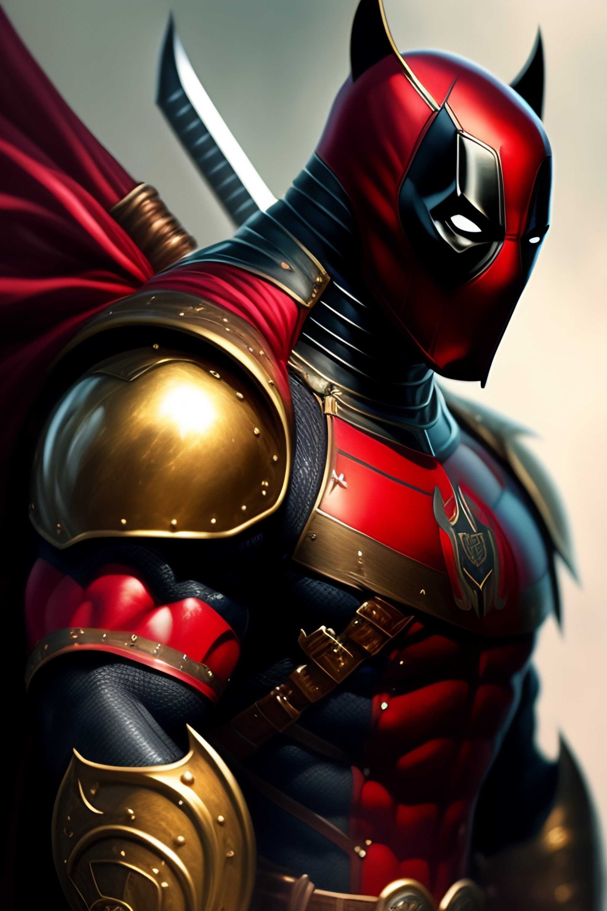 Lexica - Full body potrait extremely muscular deadpool medieval knight ...