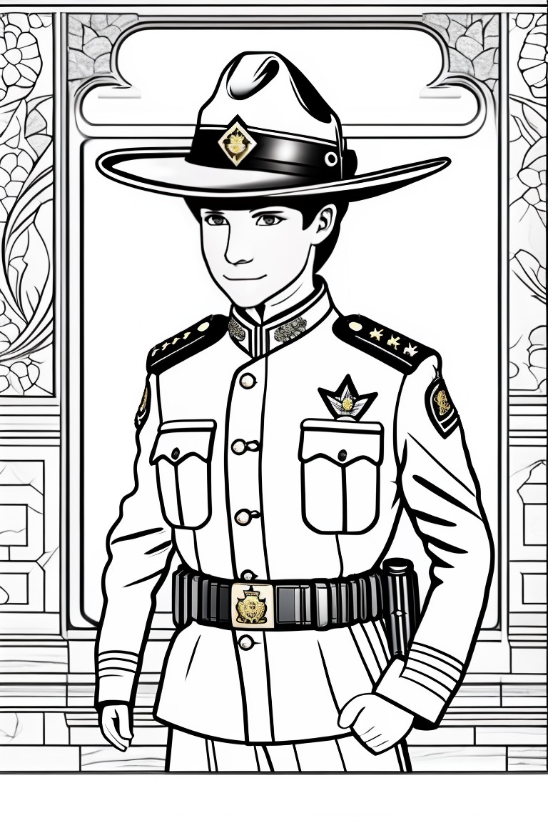 Lexica - Childrens Coloring page, Royal Canadian Mounted Police