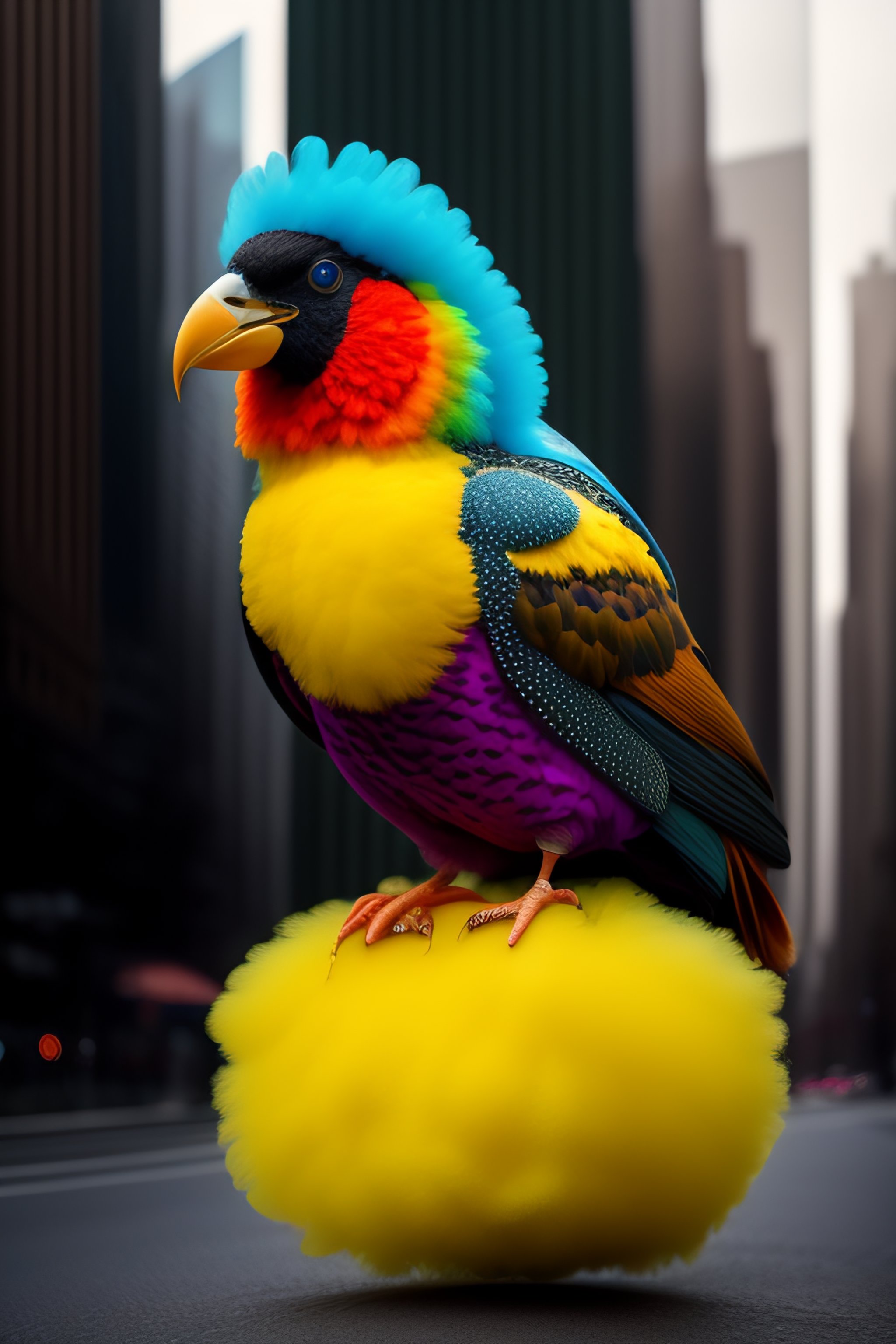 Lexica - A human-sized bird, dressed like flava flave, seen from the ...