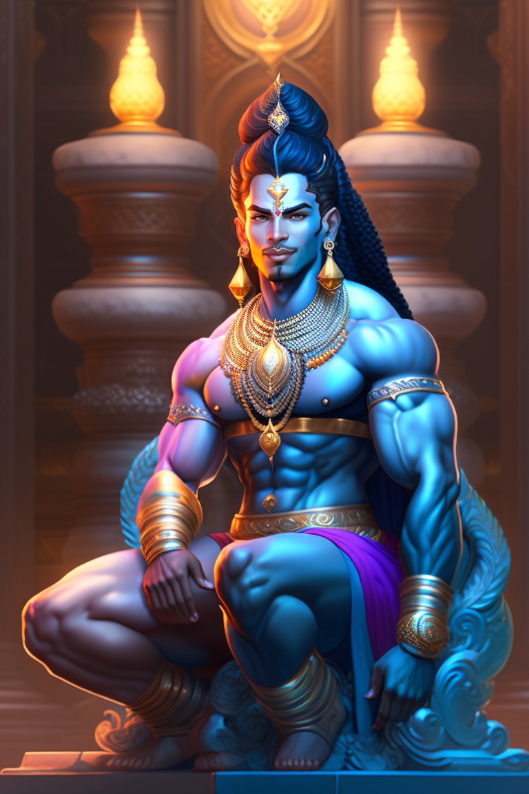 Lexica - Full body potrait of super muscular Shiva sitting on nandi ...