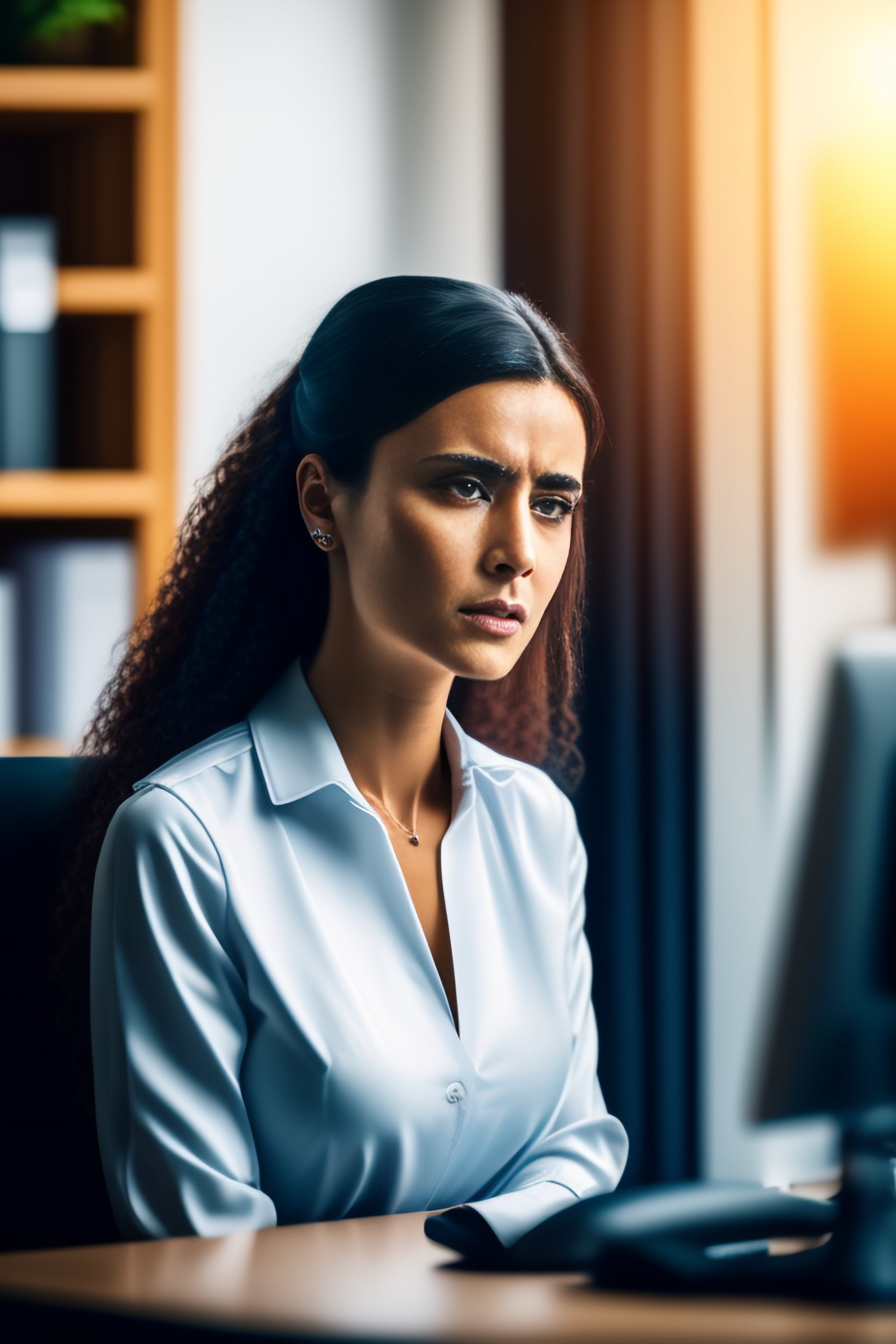 Lexica - Stressed out, scared young female employee staying in toxic ...