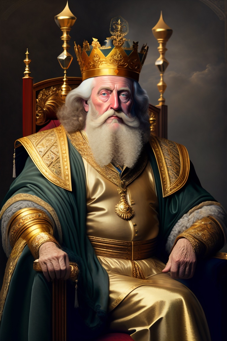 Lexica - A portrait of King Solomon in his old age, sitting on a throne ...