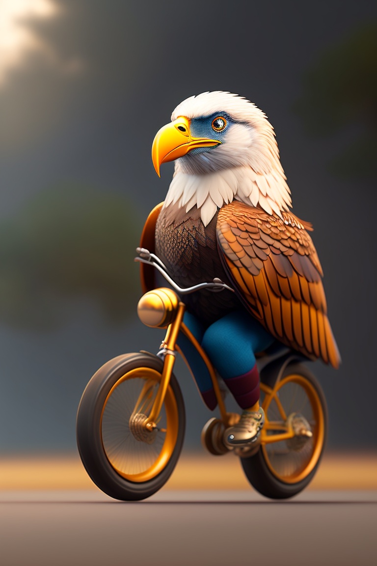 Lexica - An Eagle riding a bicycle, studio lighting, quality ...
