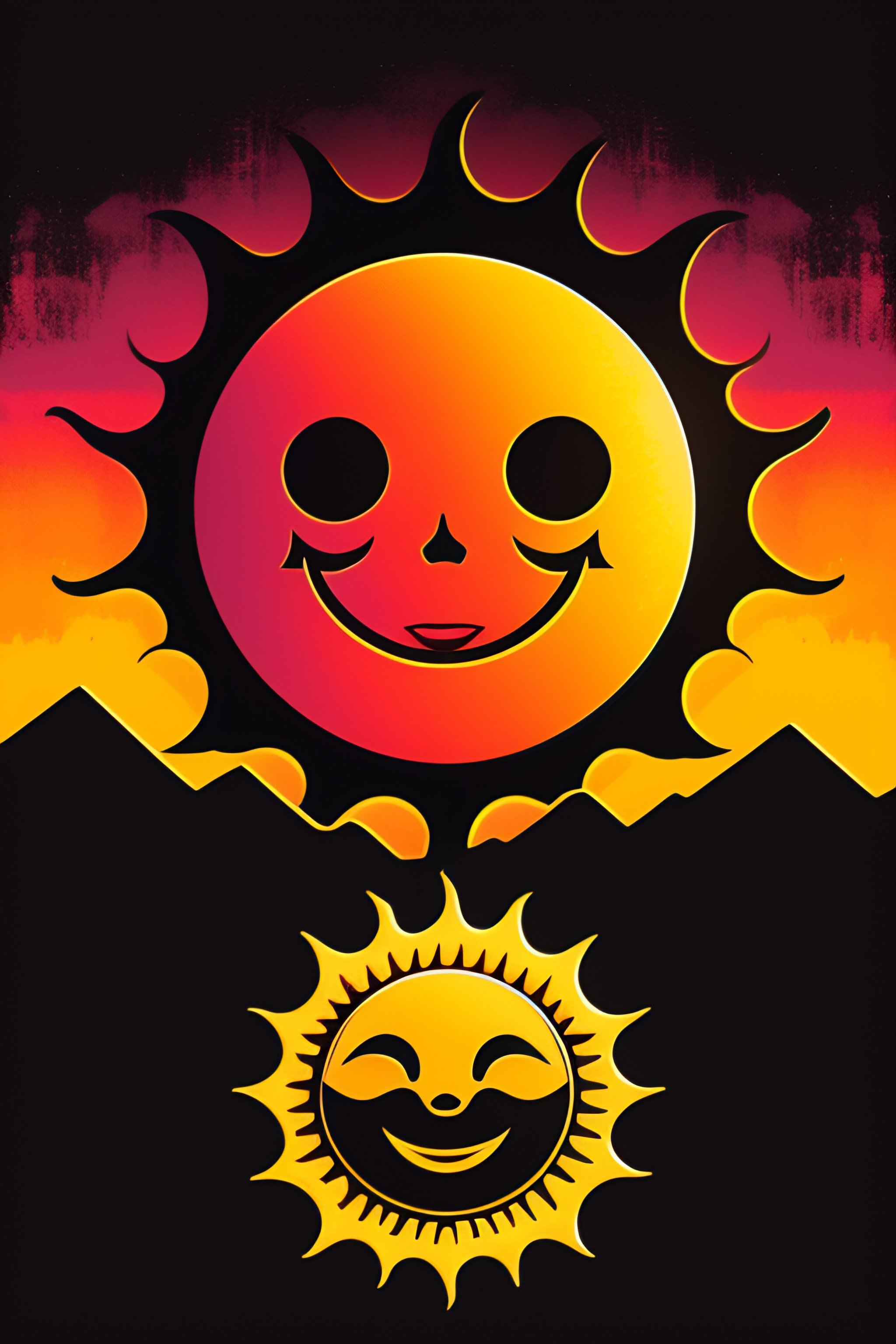 Lexica - Vector retro a smiling sun set grunge, tshirt design