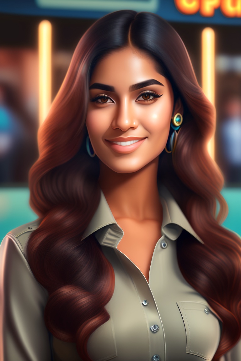 Lexica - Portrait of an Indian Sales girl decent beautiful in a mobile ...