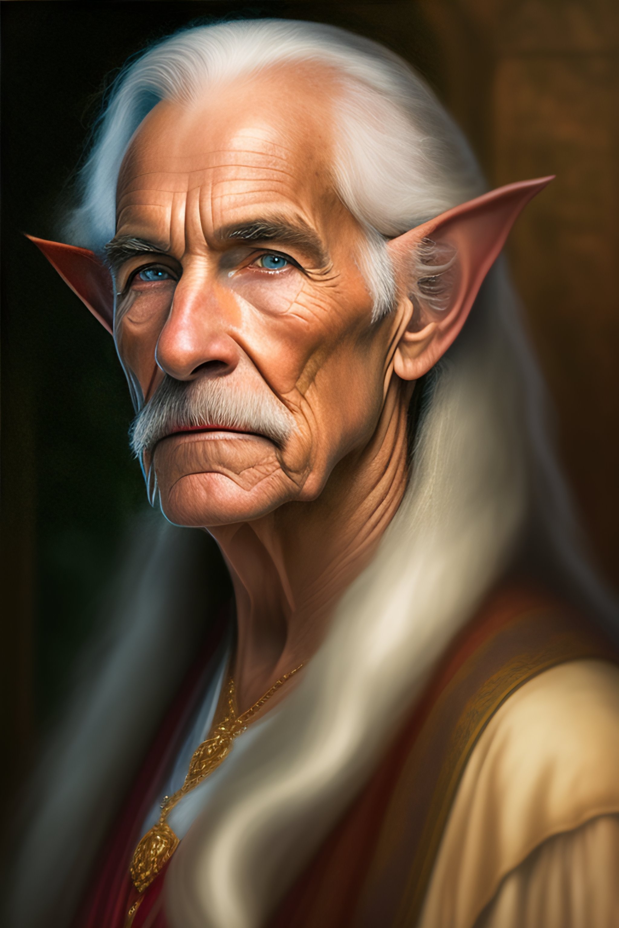 Lexica - Old aged half man half woman elf portrait