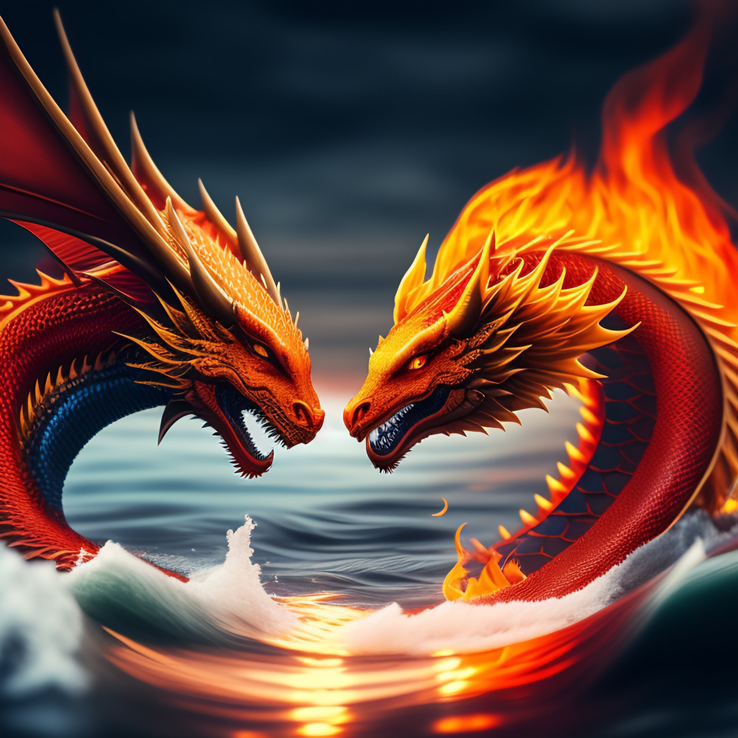 Fire And Water Dragons