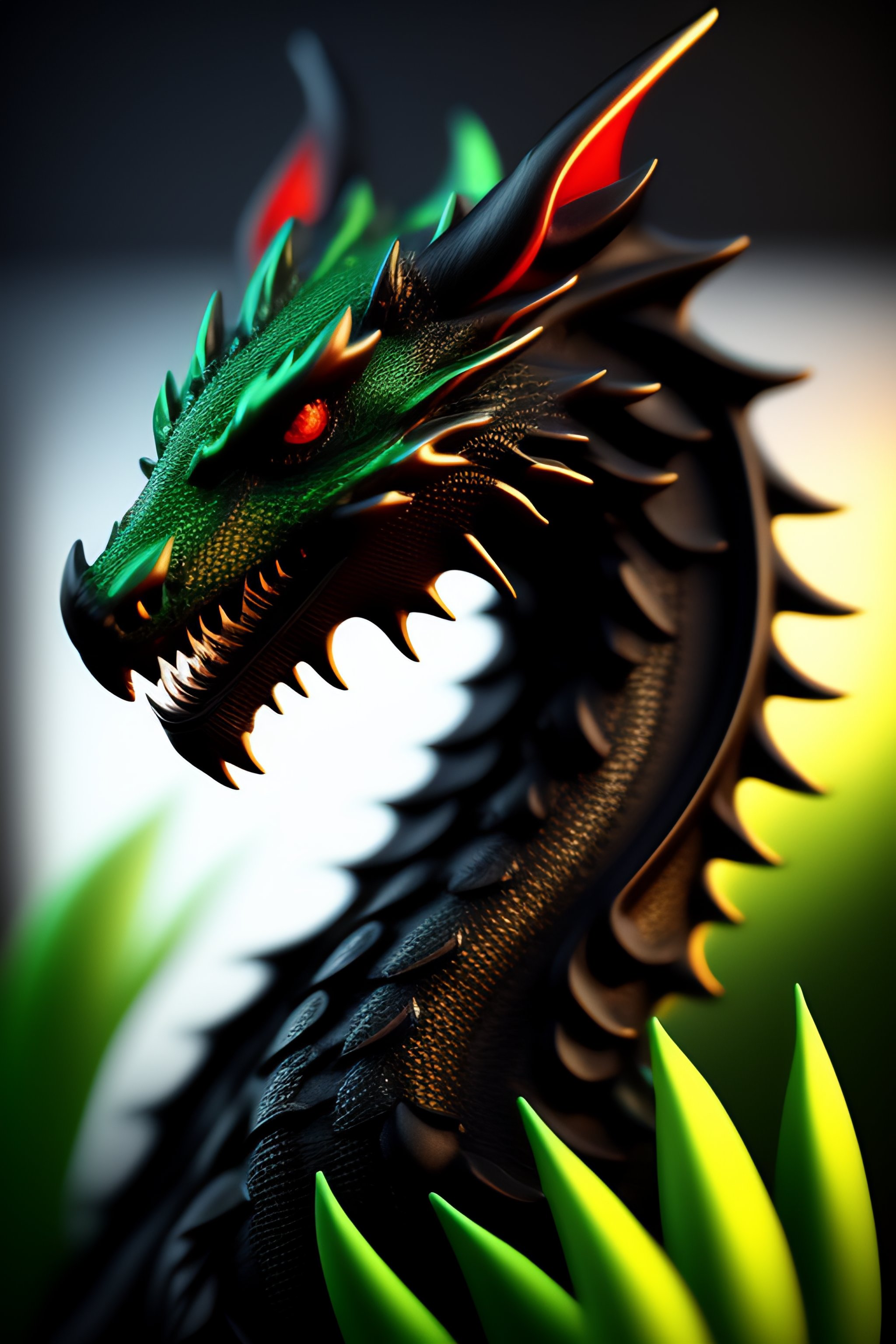Lexica - Black dragon, green dragon, red, dragon, depth of field,32k ...