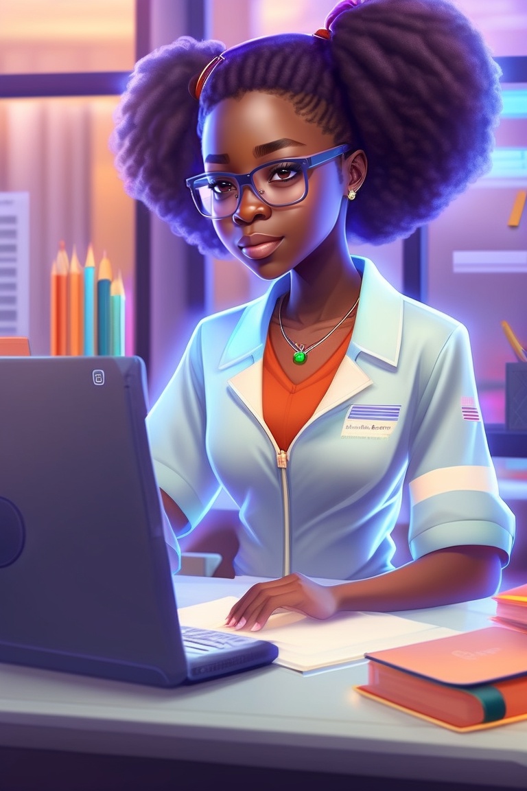 Lexica - Digital art Animated anime African American female full-body ...