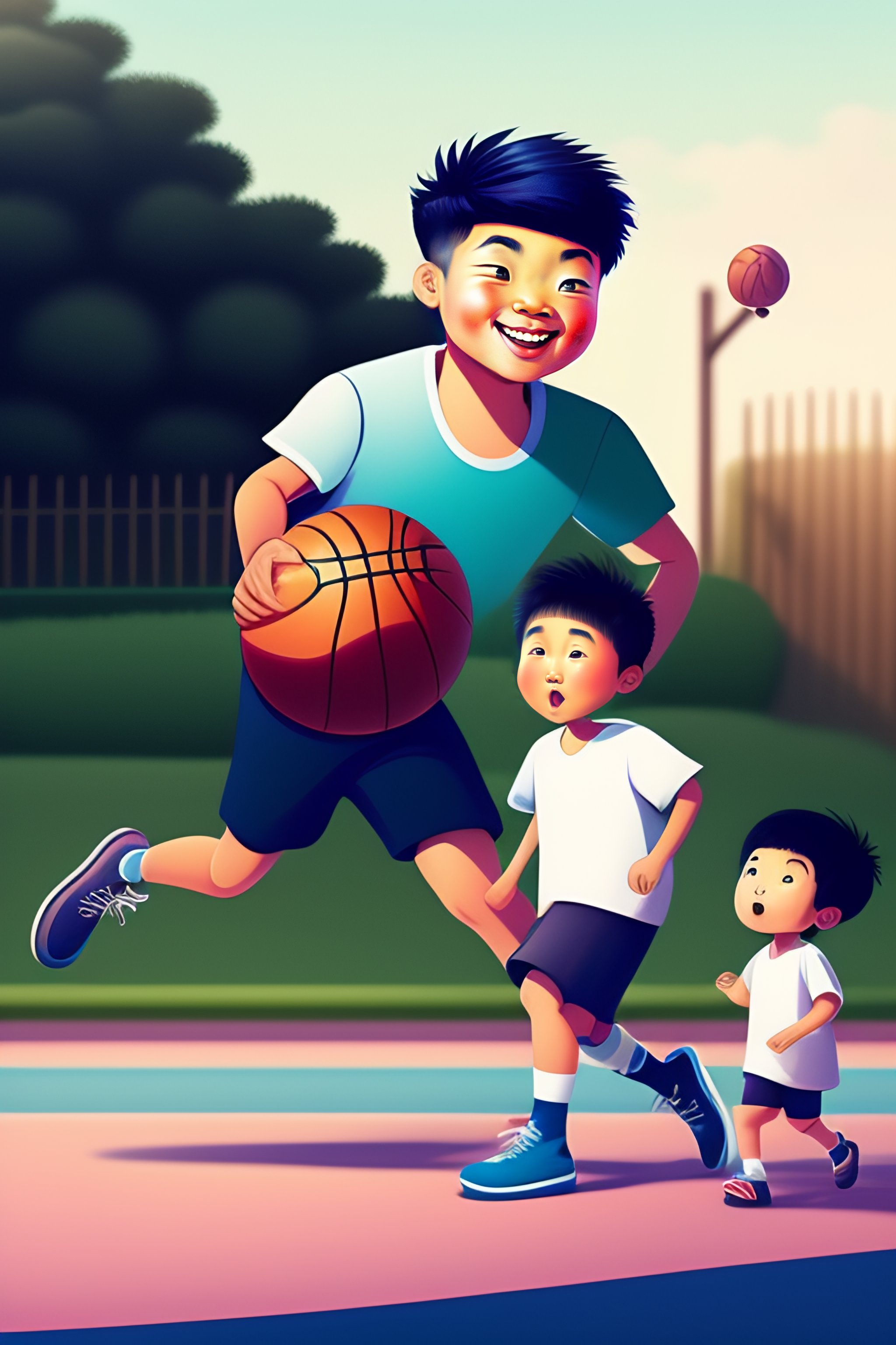 Lexica - A children book illustration about a half white, half asian ...