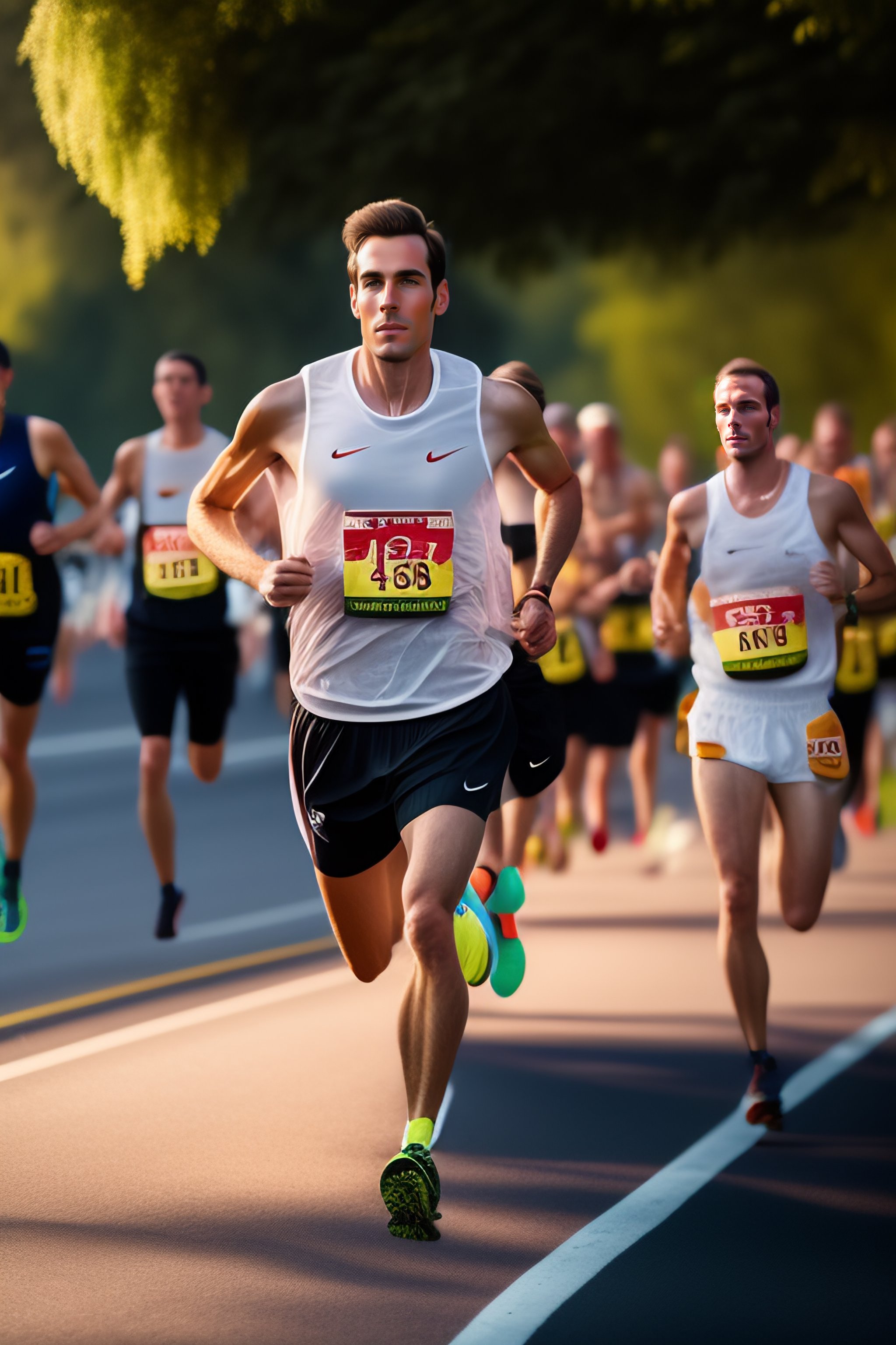 Lexica - Tall man with white skin and very short brown hair. Running in ...