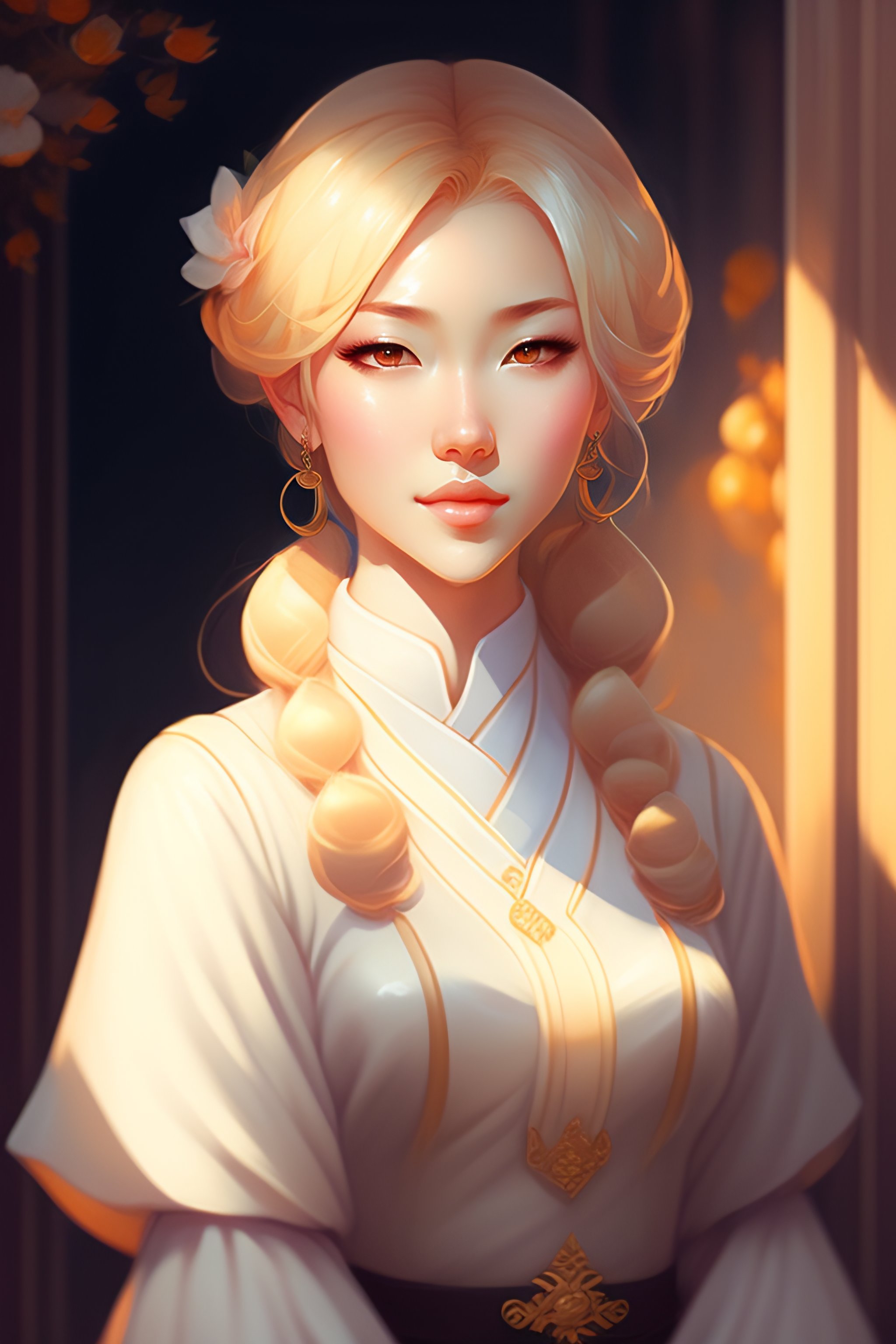 Lexica - Girl with blonde hair and maid outfit, a beautiful portrait ...