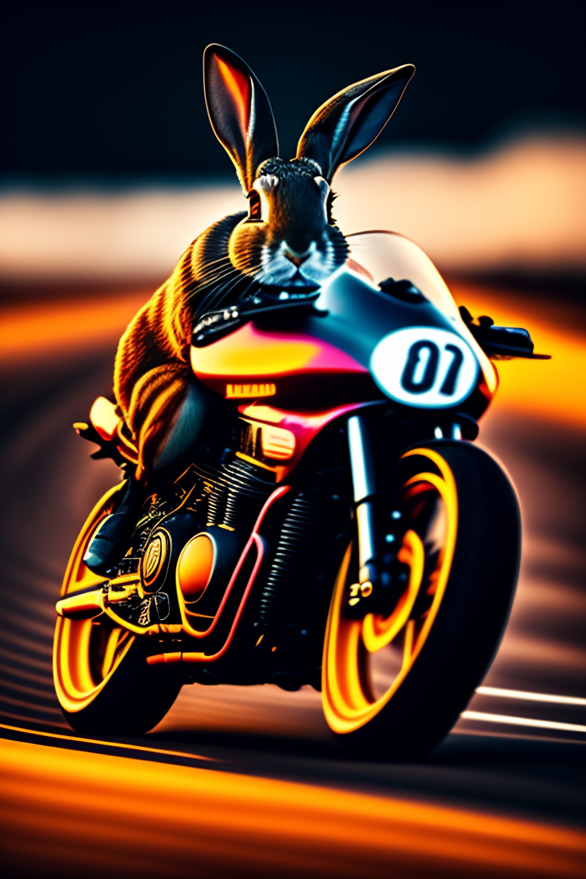 Lexica - (((the rabbit motorcycle racer))) cinematic portrait shot at a ...