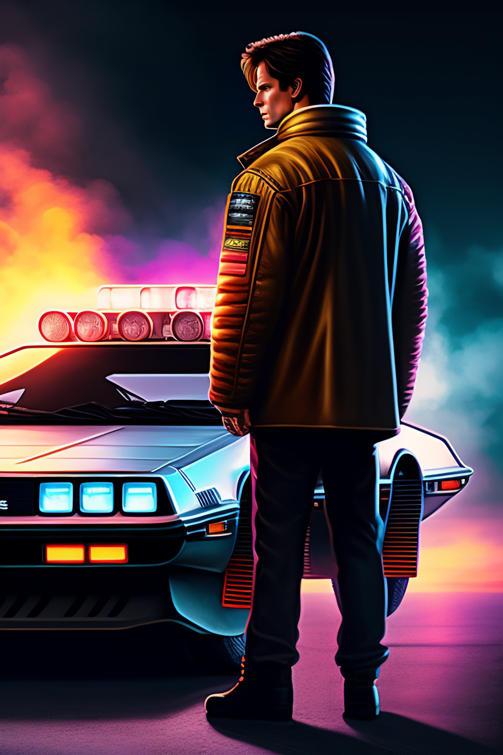 Lexica - Marty mcfly standing in the front of delorean, from back to ...