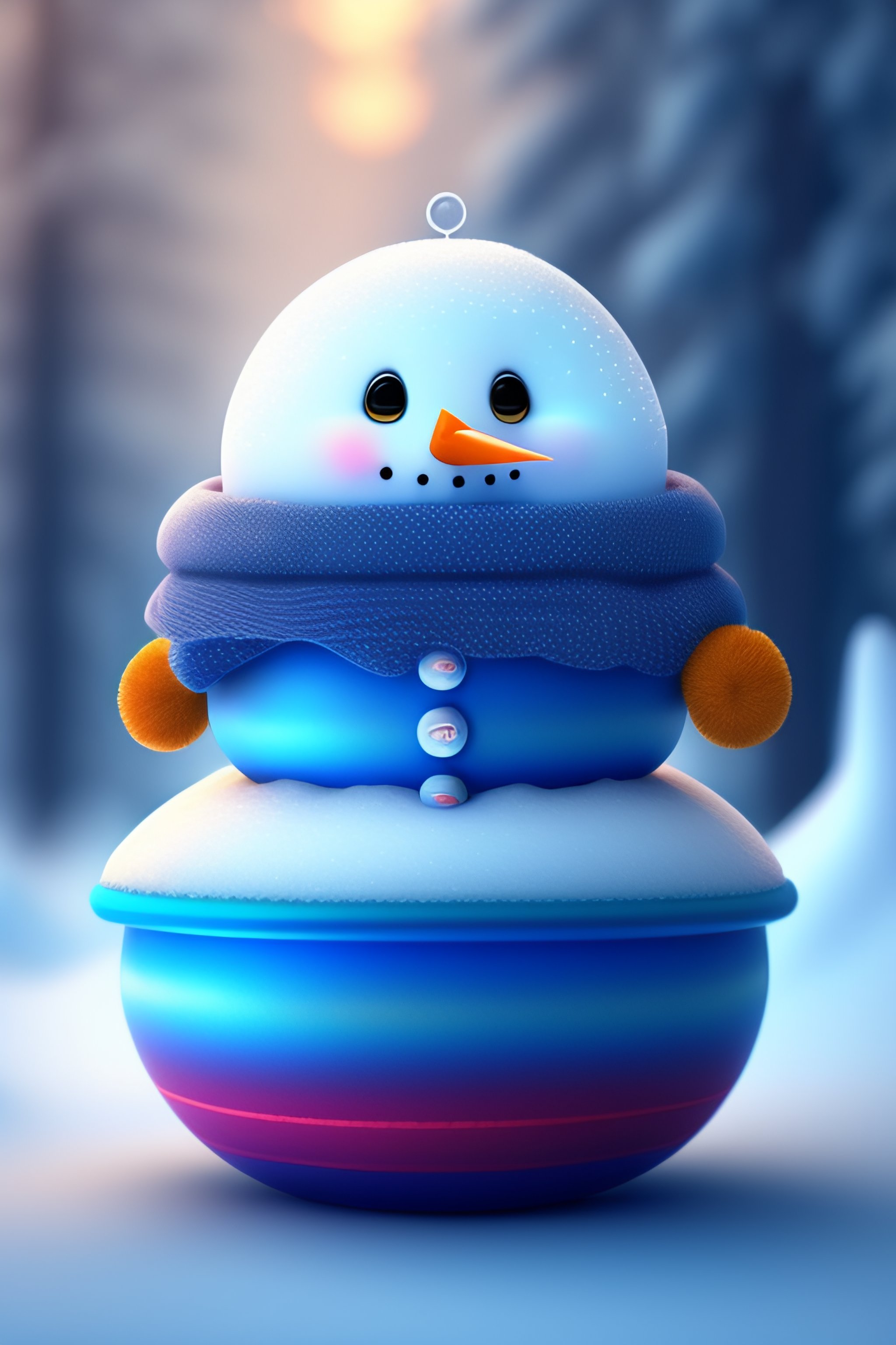 Lexica - A cute snowman on a blue sled artstation 8k
