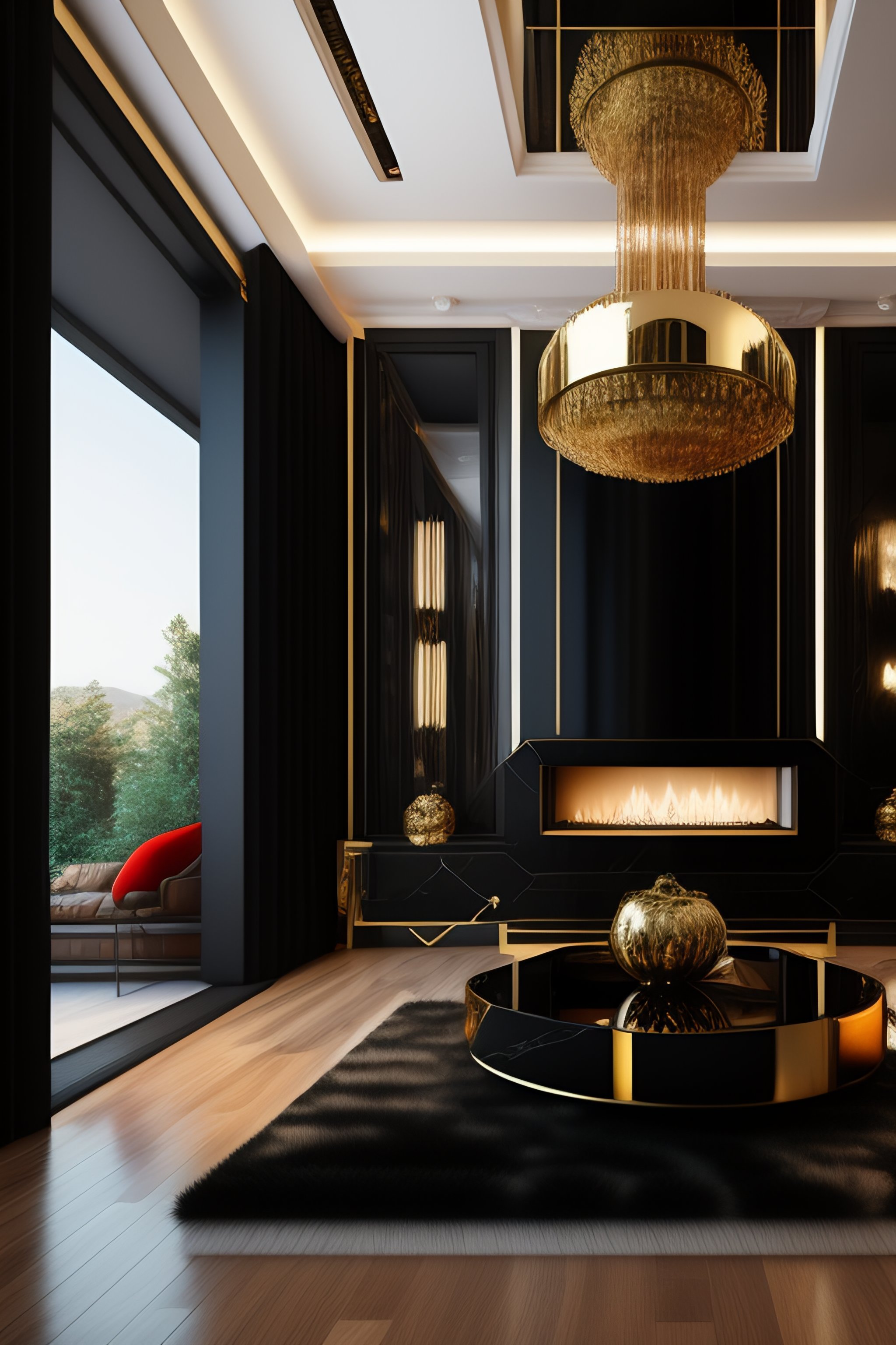 Lexica - Wide angle shot of Beautiful fantasy living room made from ...