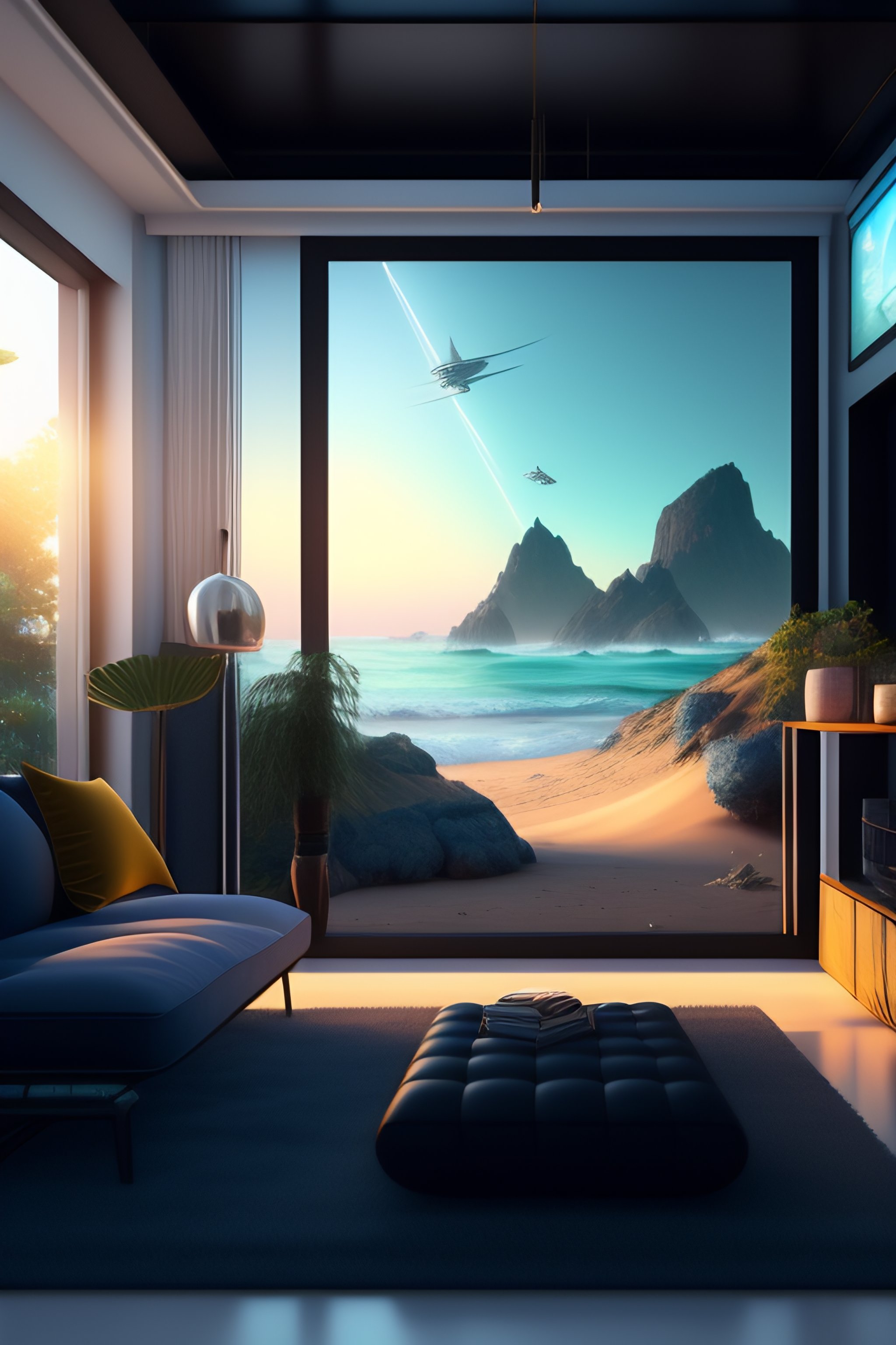 Lexica - Artstation scifi scene of a studio room as ikea ad, lounge ...