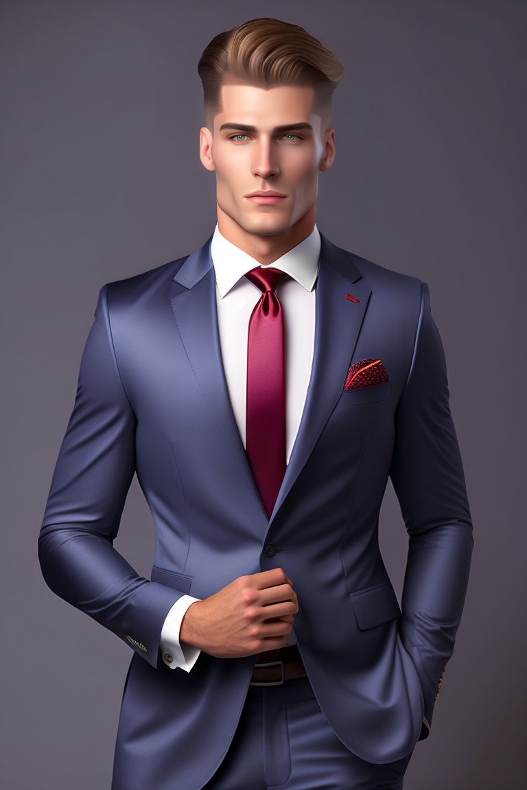 Lexica - A sharp-dressed businessman in a navy blue suit, white dress ...