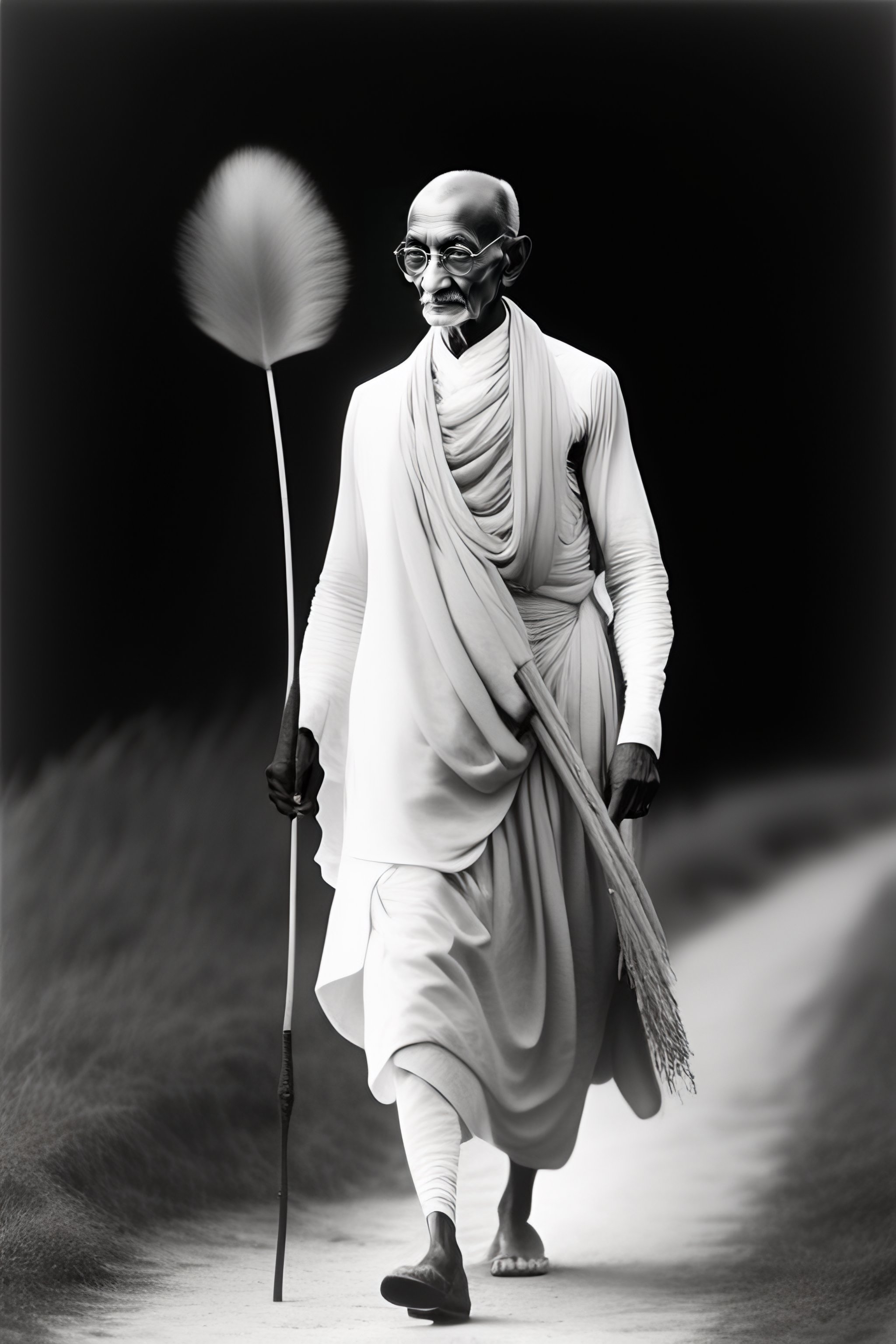 Lexica - Mahatma gandhi walking with the stick