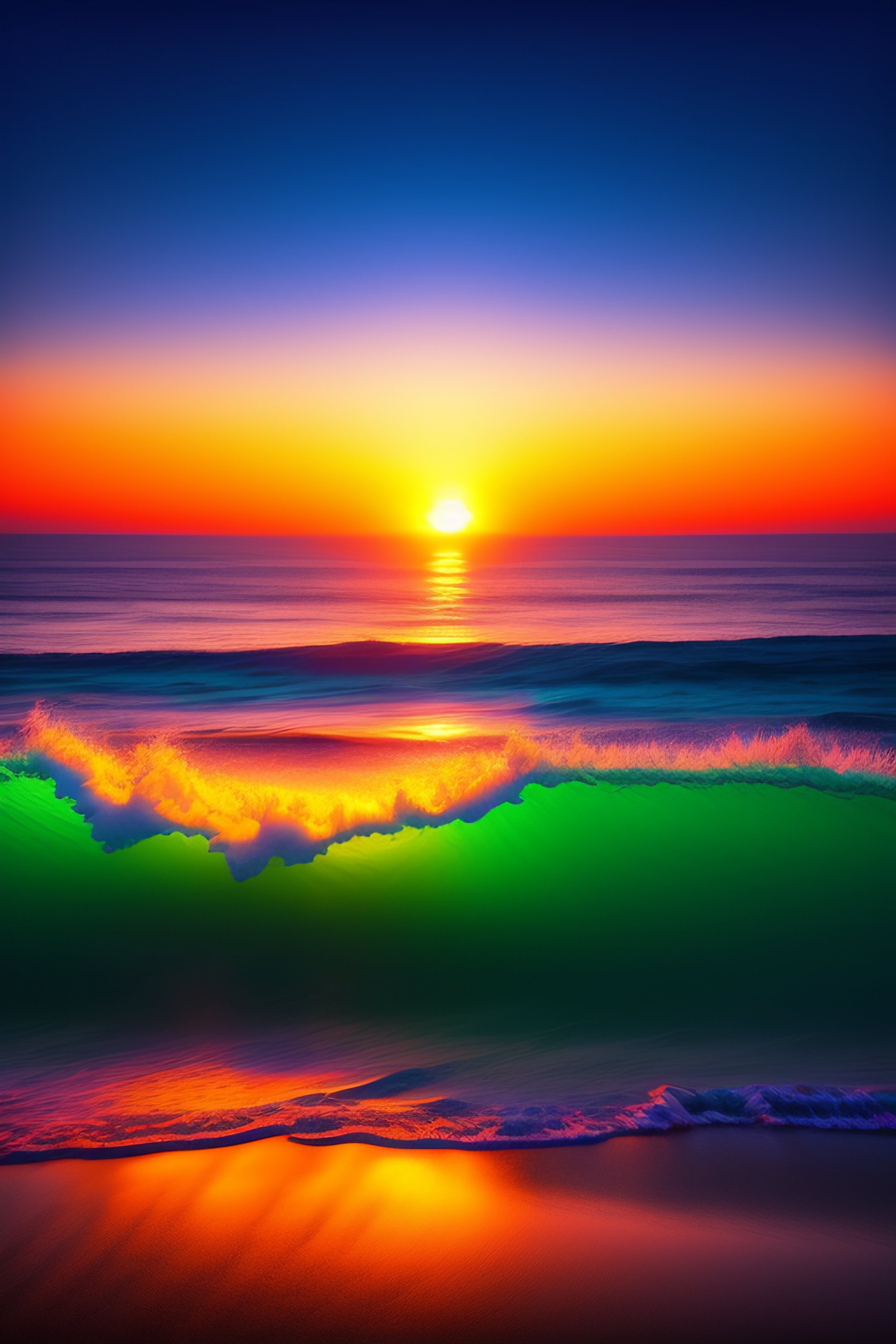 Lexica - Sunset in vibrant ocean, award winning nature photography ...