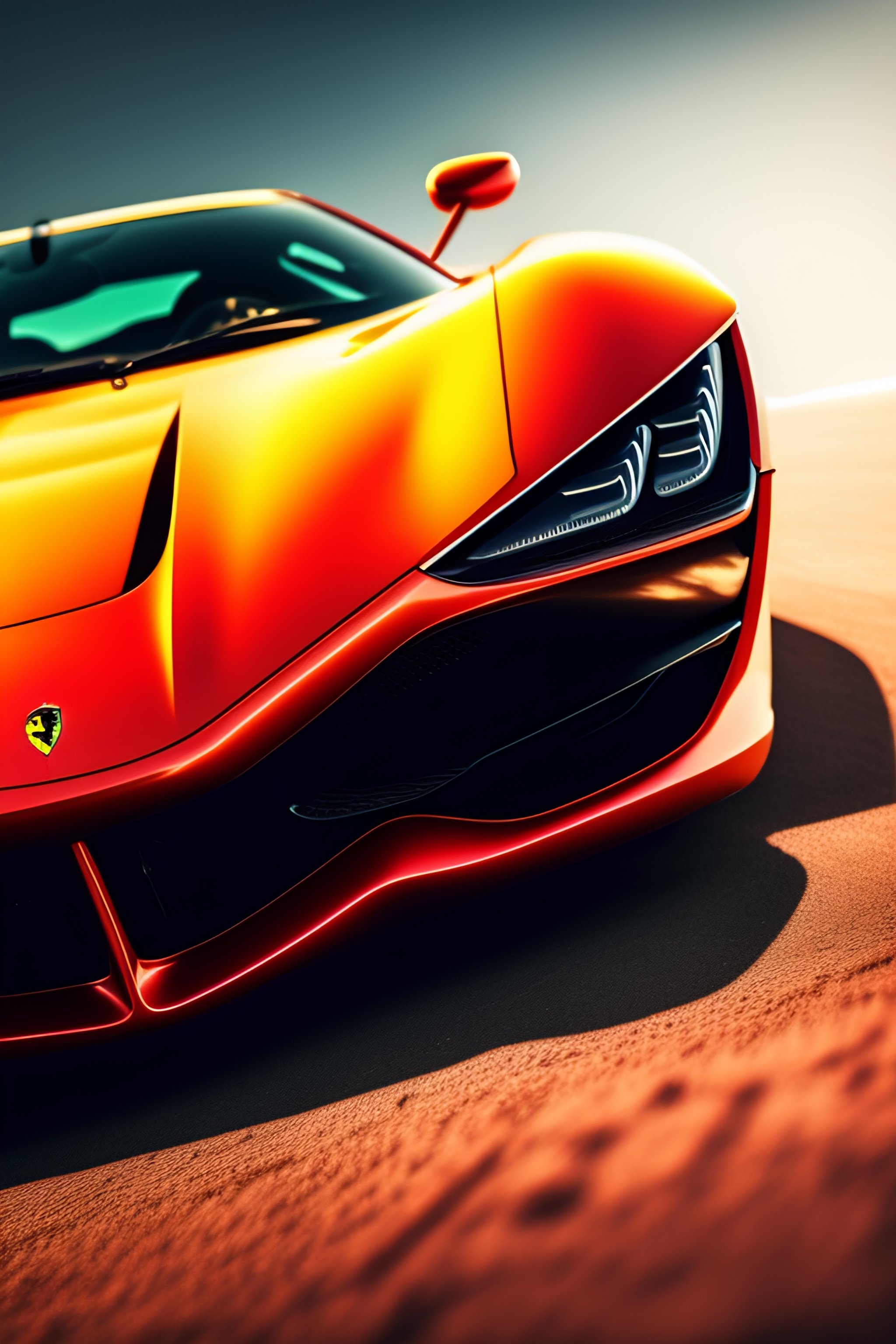 Lexica - Super appealing ferrari close up surounded by epic scenery ...