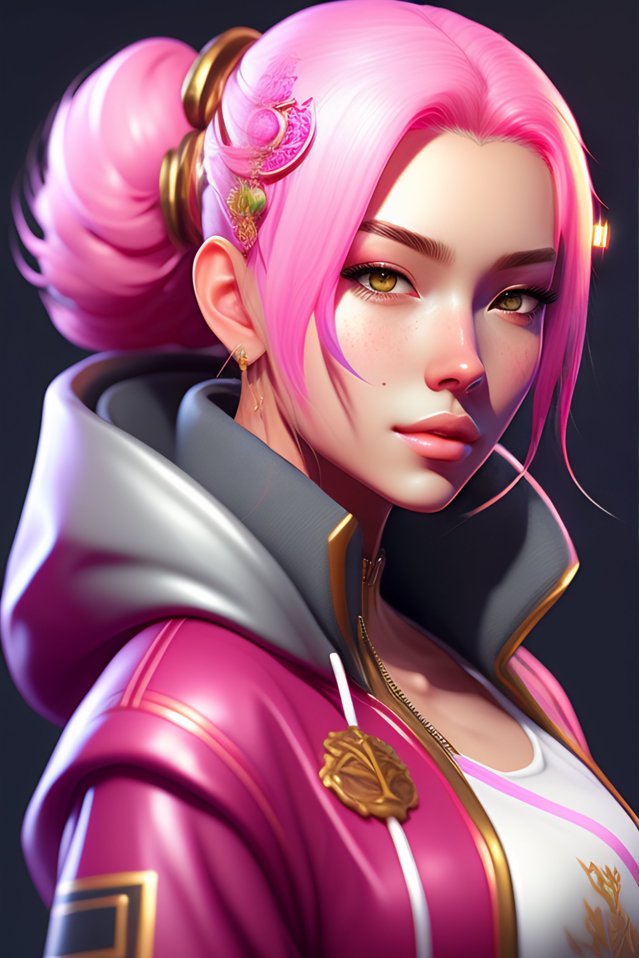 Lexica - A highly detailed illustration of cute smug pink haired pale ...