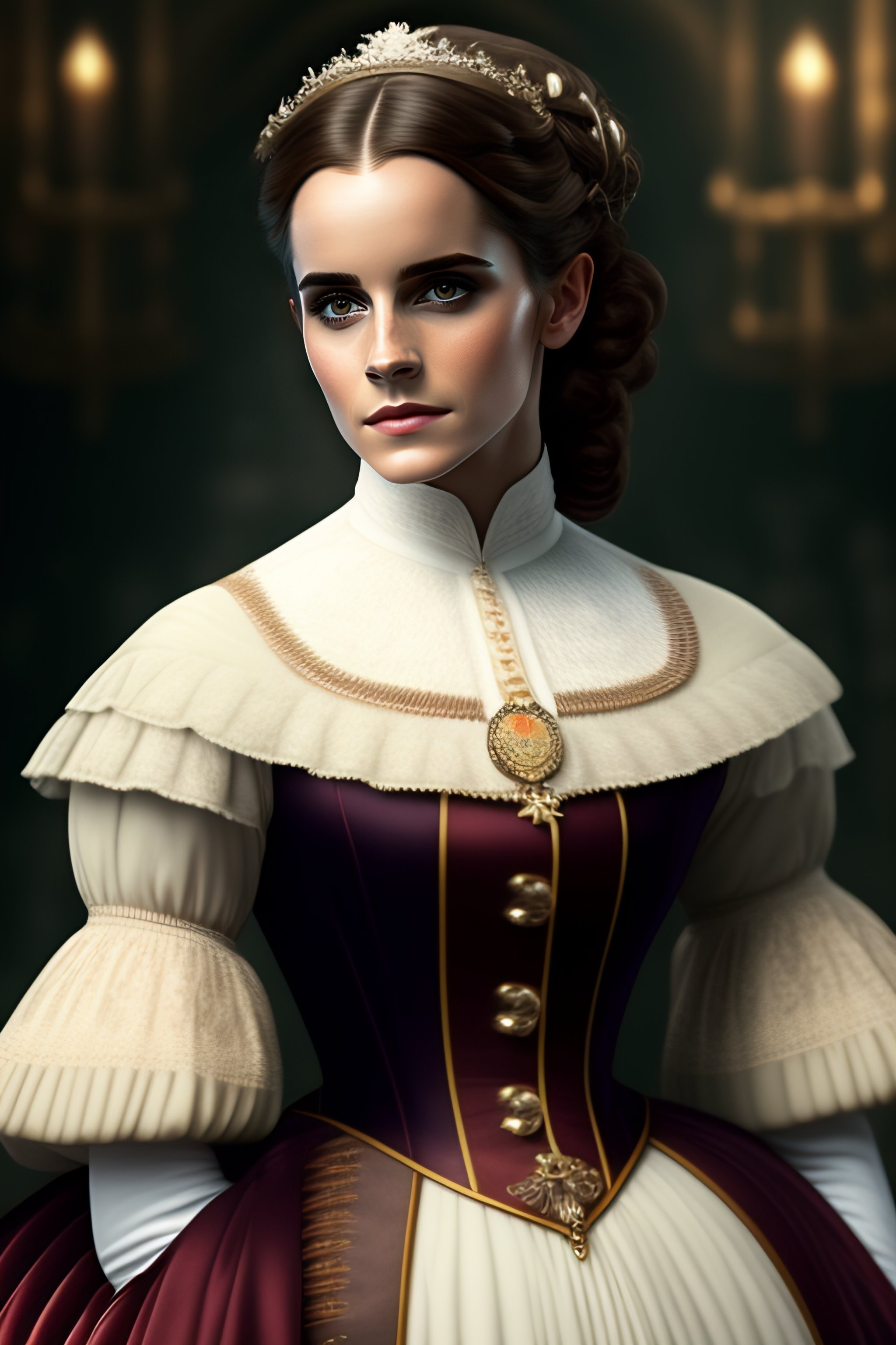 Lexica - Emma Watson as a Victorian lady riding a motorcycle