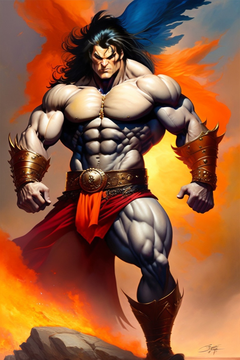 Lexica - Conan, Simon Bisley style, painting, brush strokes, dynamic pose, dramatic, fierce