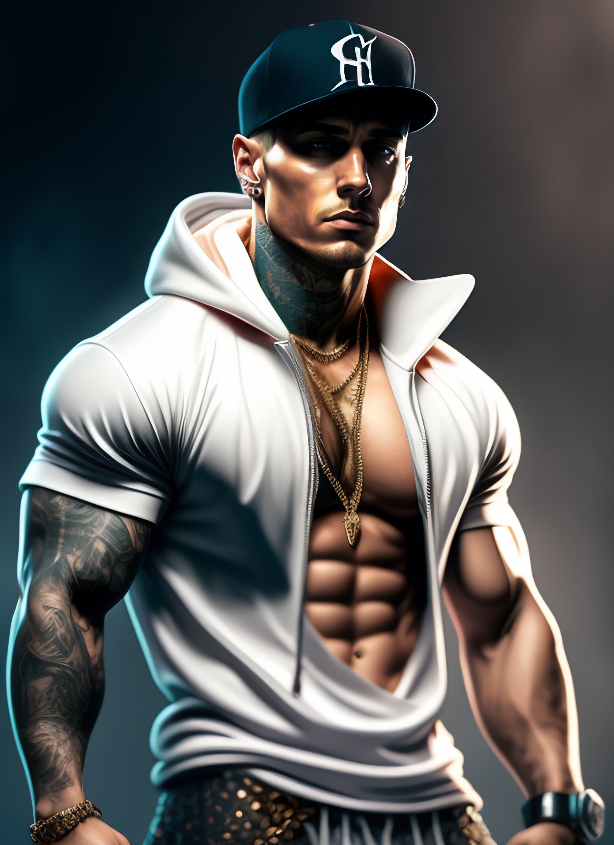 Lexica - A highly detailed illustration of Eminem wearing ripped ...