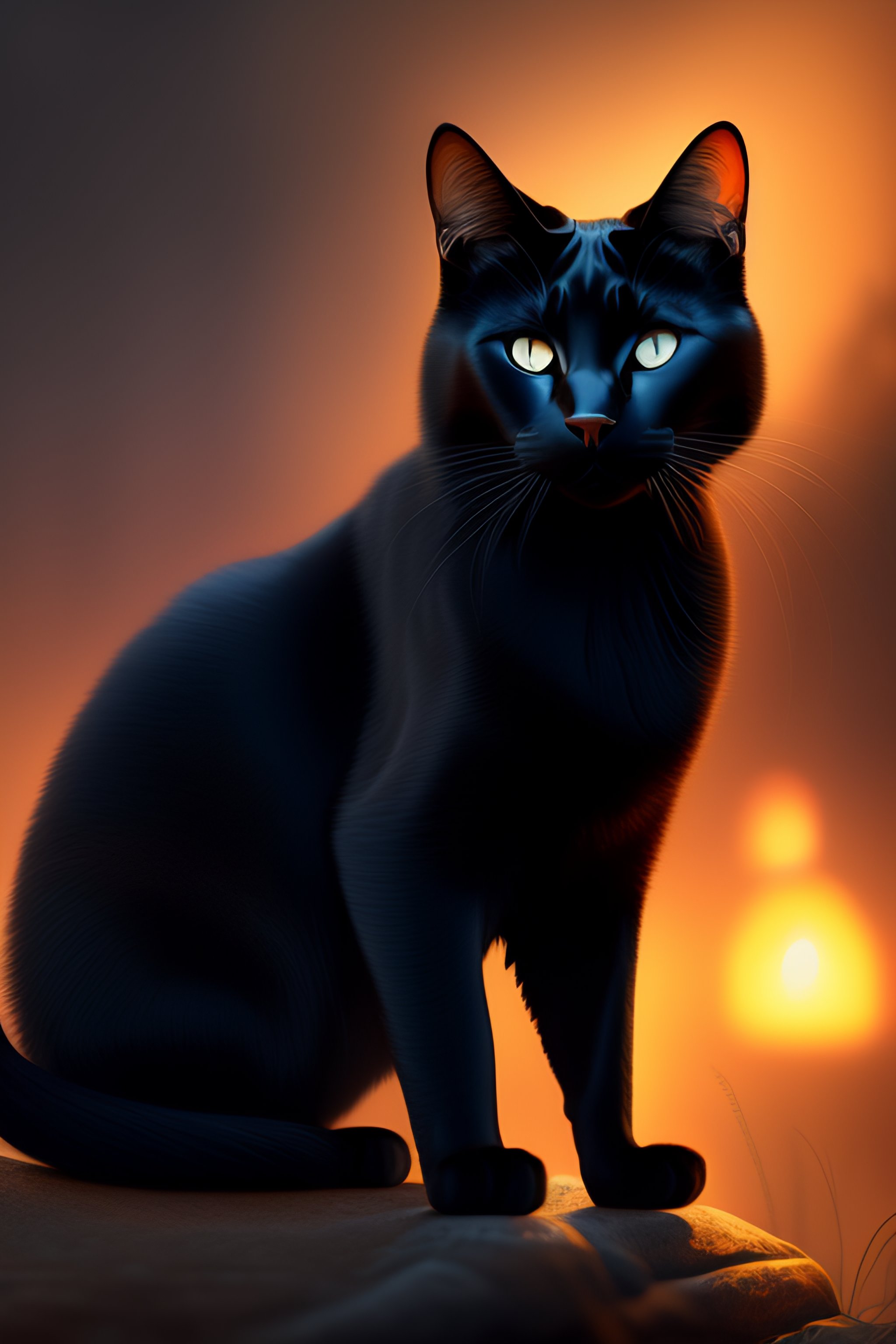 Lexica - An exhausted black cat at the frontlines in the army at night ...